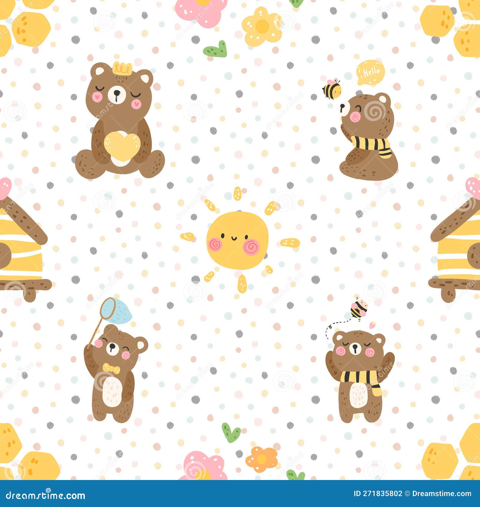 Seamless Repeating Pattern with Cute Bears Stock Illustration ...