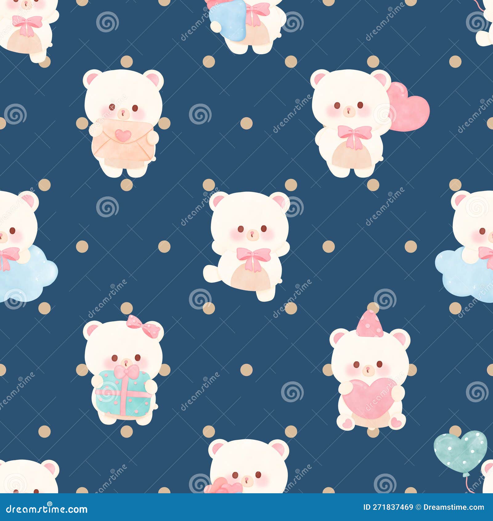 Seamless Repeating Pattern with Cute Bears Stock Illustration ...