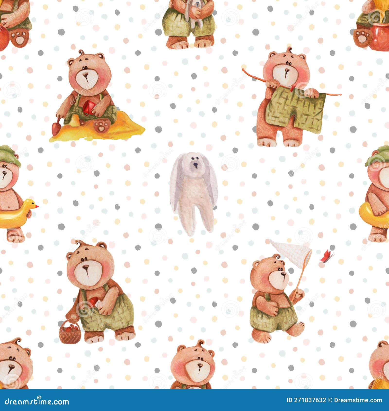 Seamless Repeating Pattern with Cute Bears Stock Illustration ...