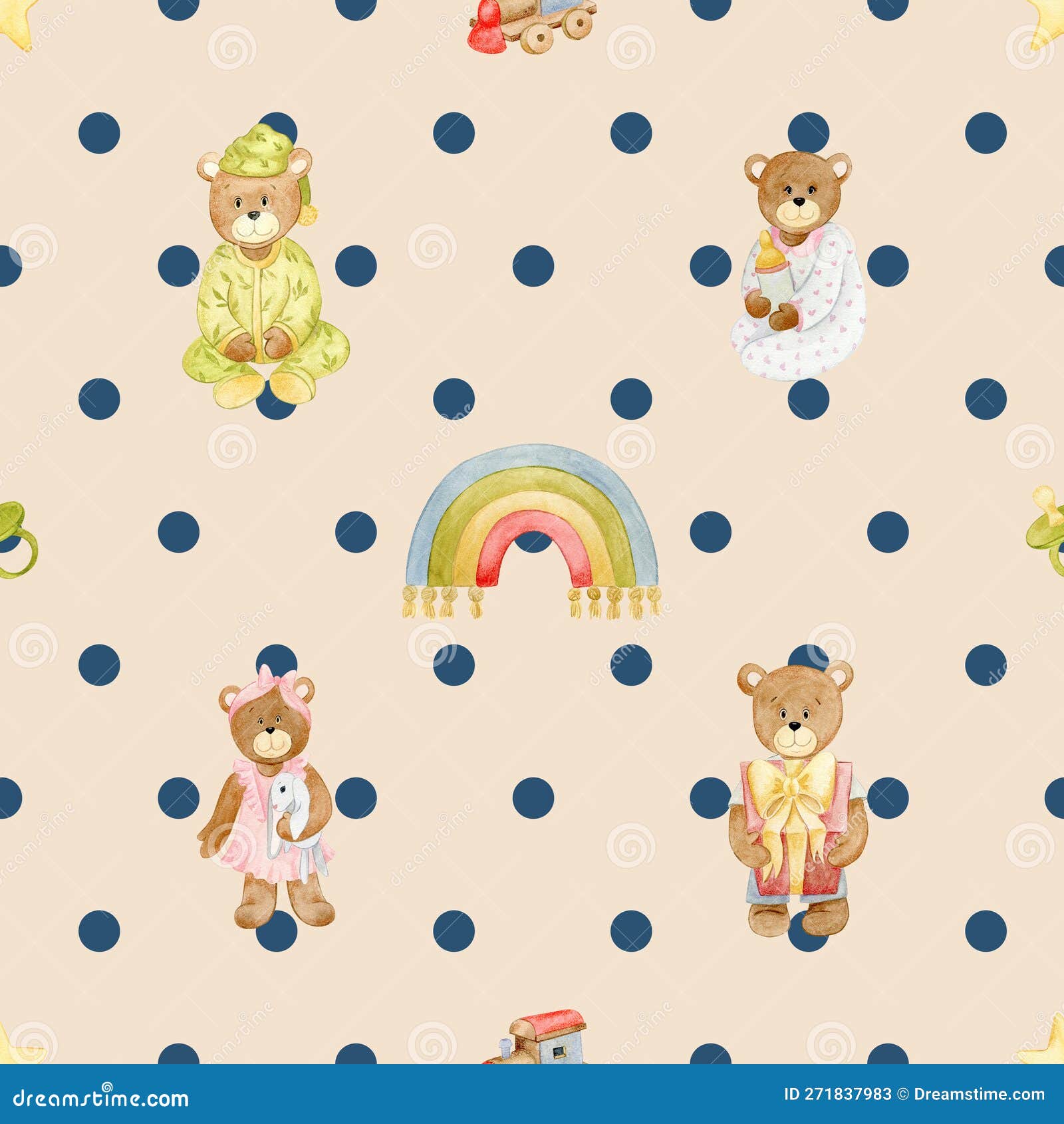 Seamless Repeating Pattern with Cute Bears Stock Illustration ...