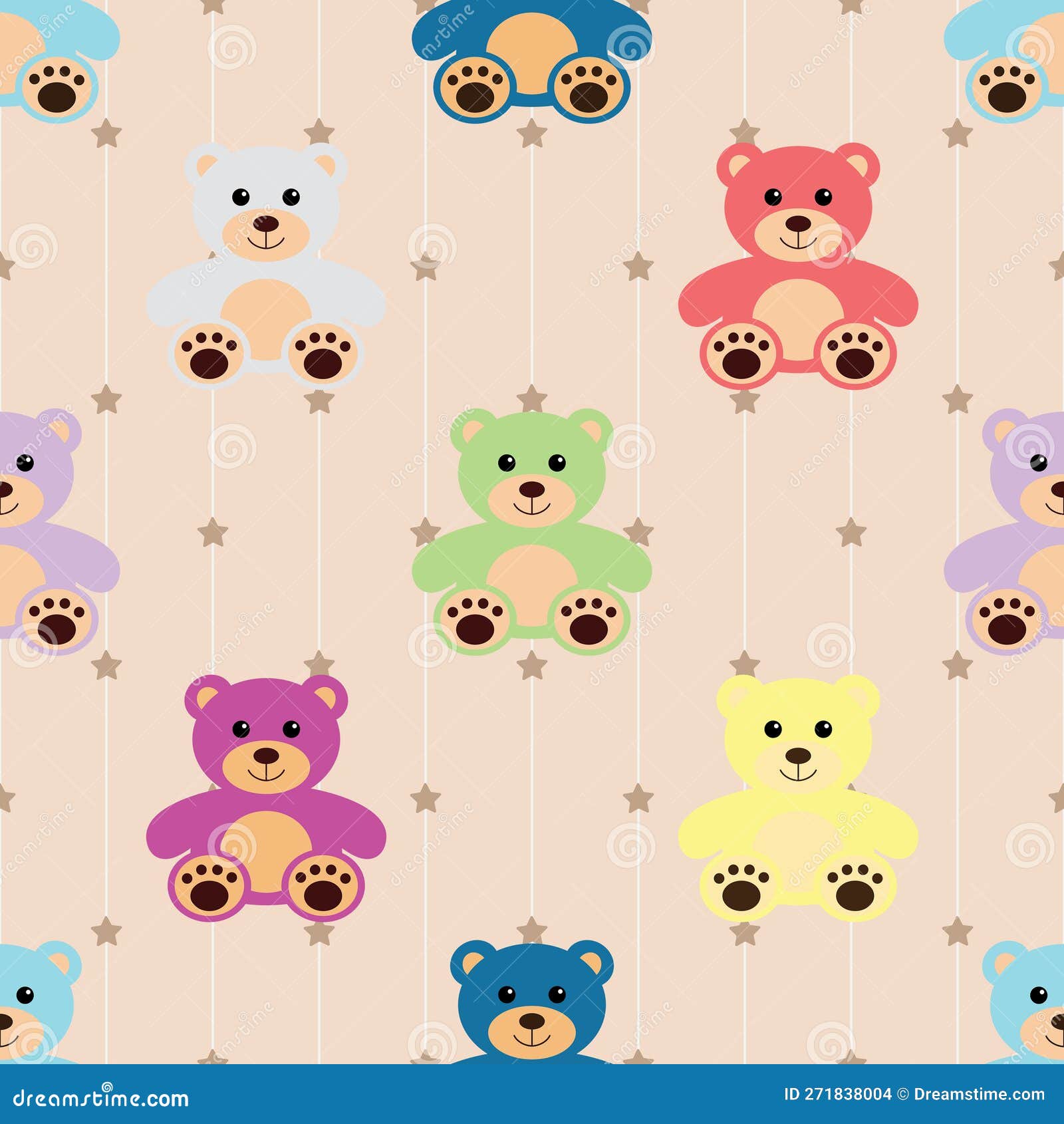 Seamless Repeating Pattern with Cute Bears Stock Illustration ...