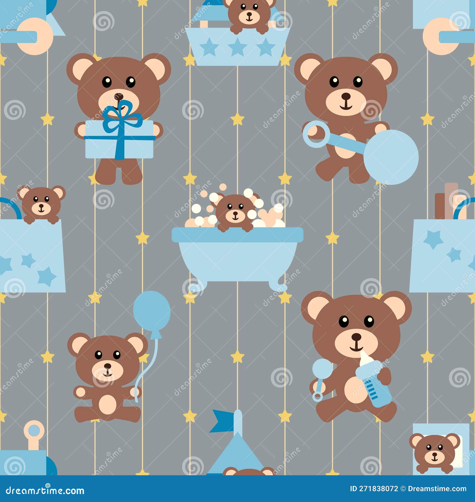 Seamless Repeating Pattern with Cute Bears Stock Illustration ...