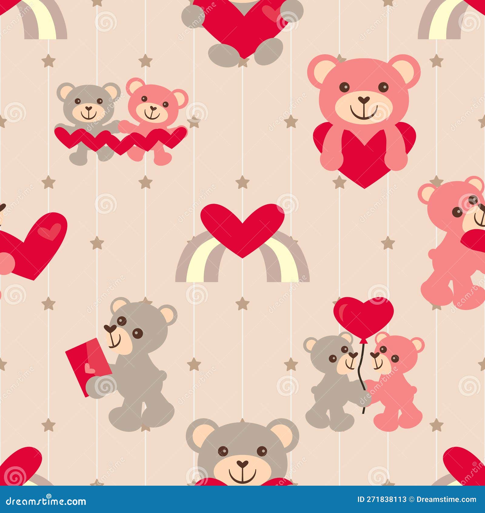 Seamless Repeating Pattern with Cute Bears Stock Illustration ...