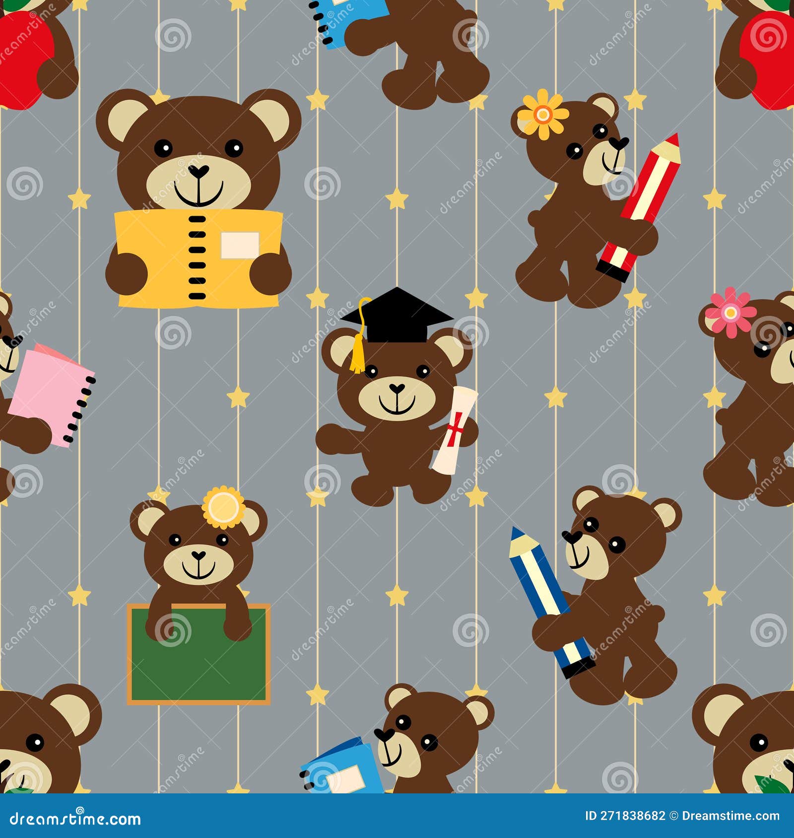 Seamless Repeating Pattern with Cute Bears Stock Illustration ...