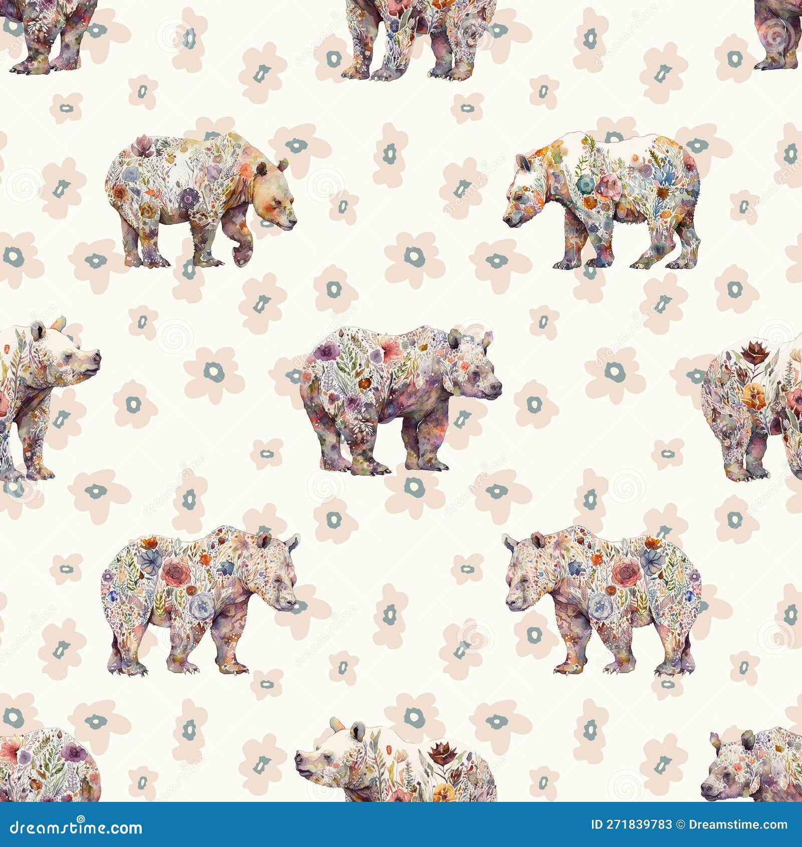 Seamless Repeating Pattern with Cute Bears Stock Illustration ...