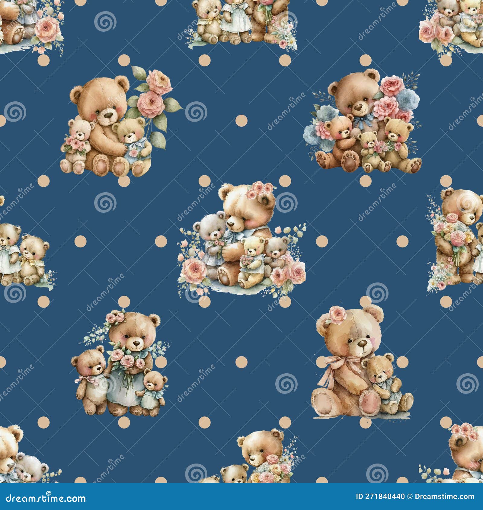 Seamless Repeating Pattern with Cute Bears Stock Illustration ...