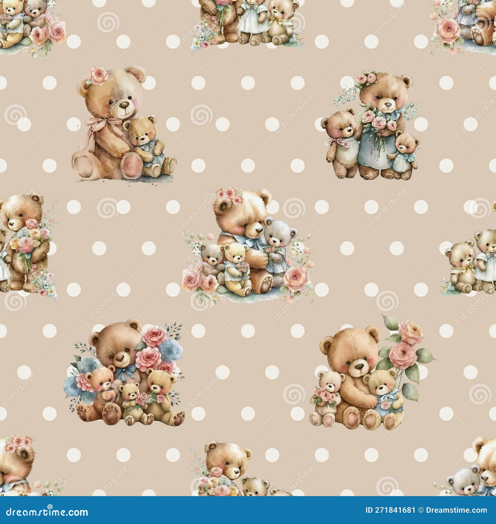 Seamless Repeating Pattern with Cute Bears Stock Illustration ...