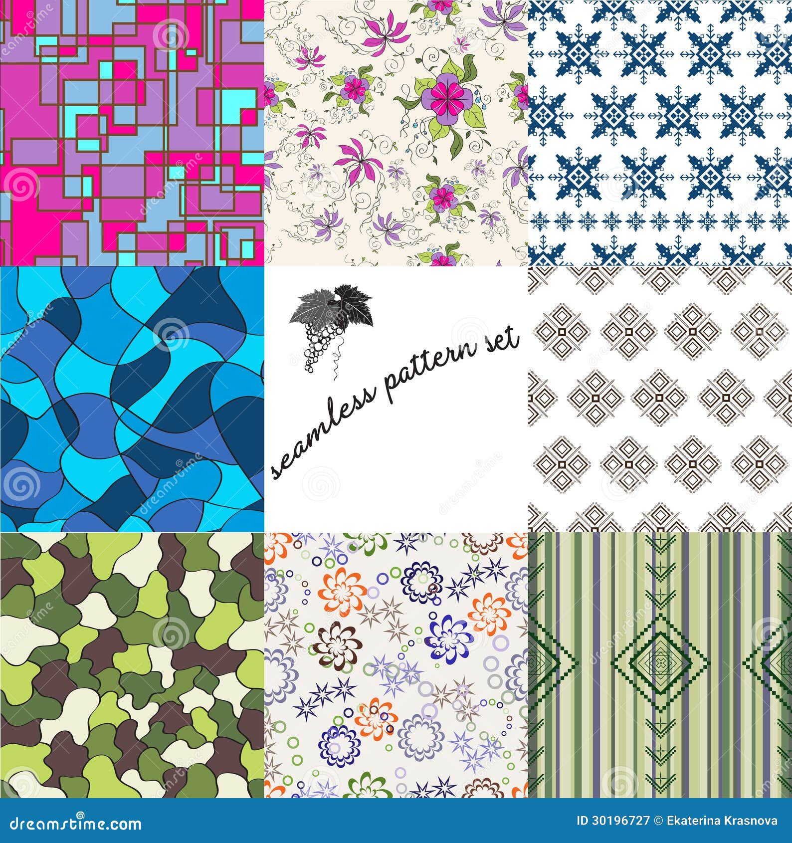 Set of eight patterns stock vector. Illustration of classic - 30196727