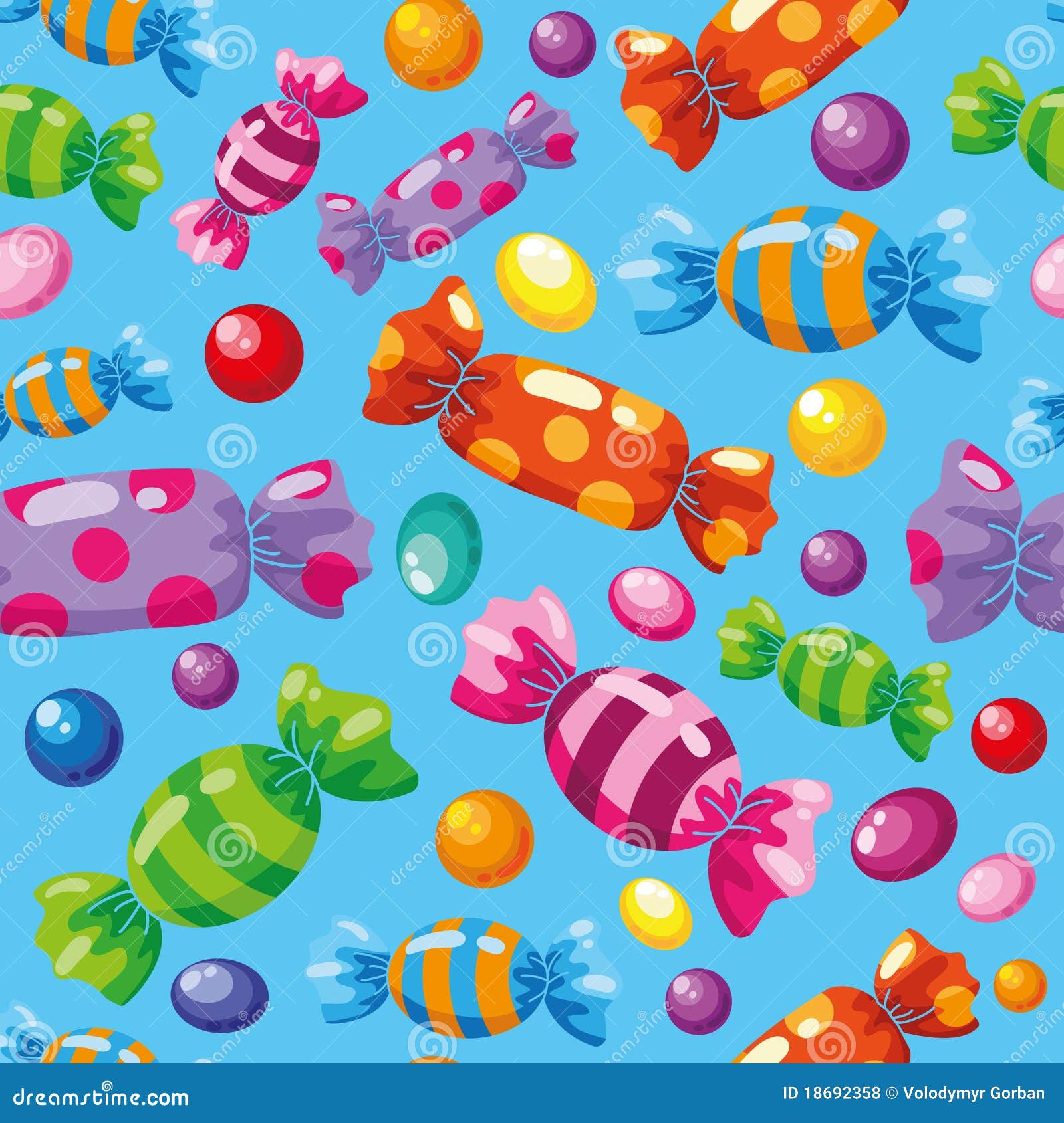 Seamless Pattern Candies Blue Stock Vector - Illustration of seamless ...