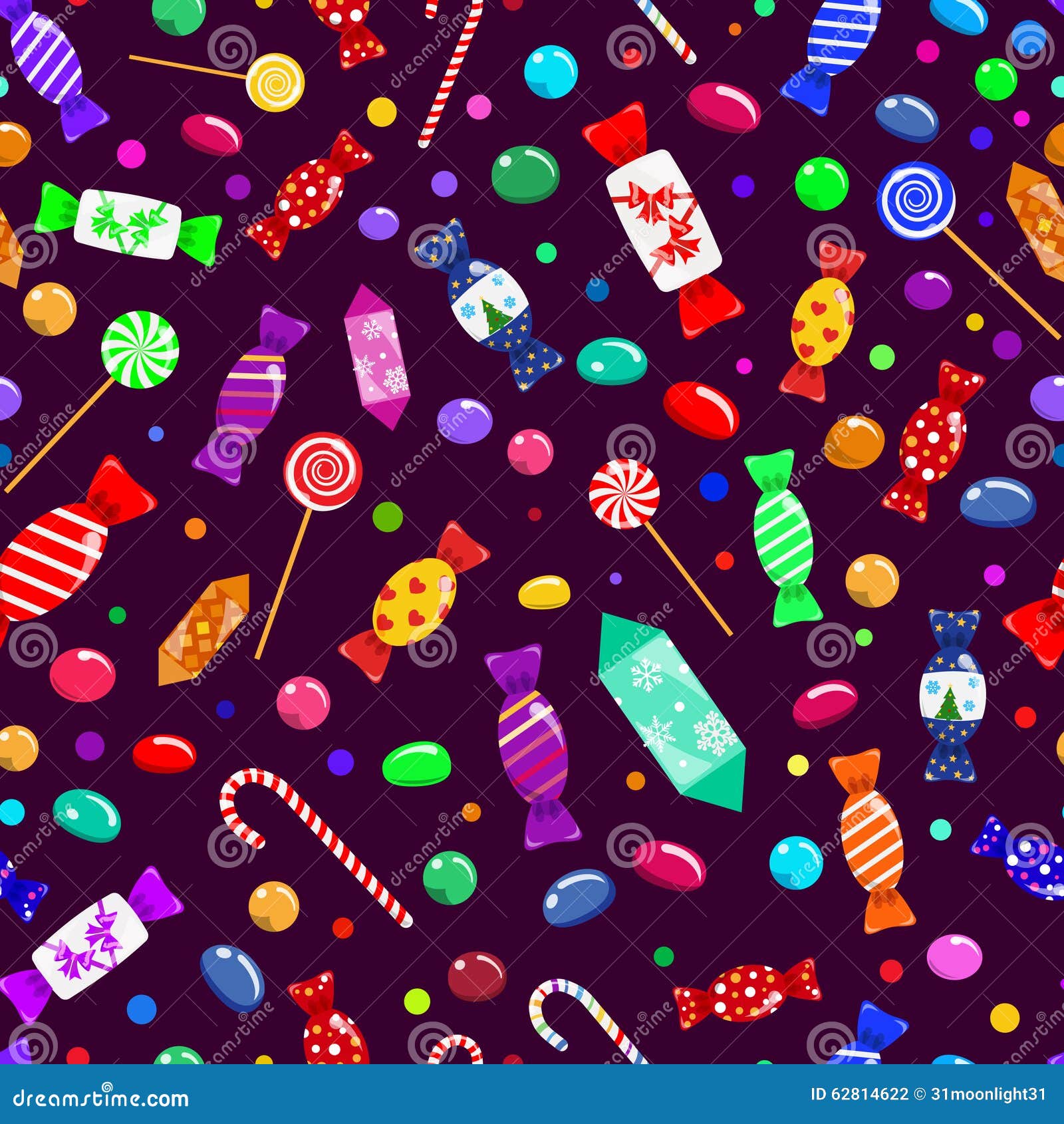 Seamless Pattern of Candies Stock Vector - Illustration of objects ...
