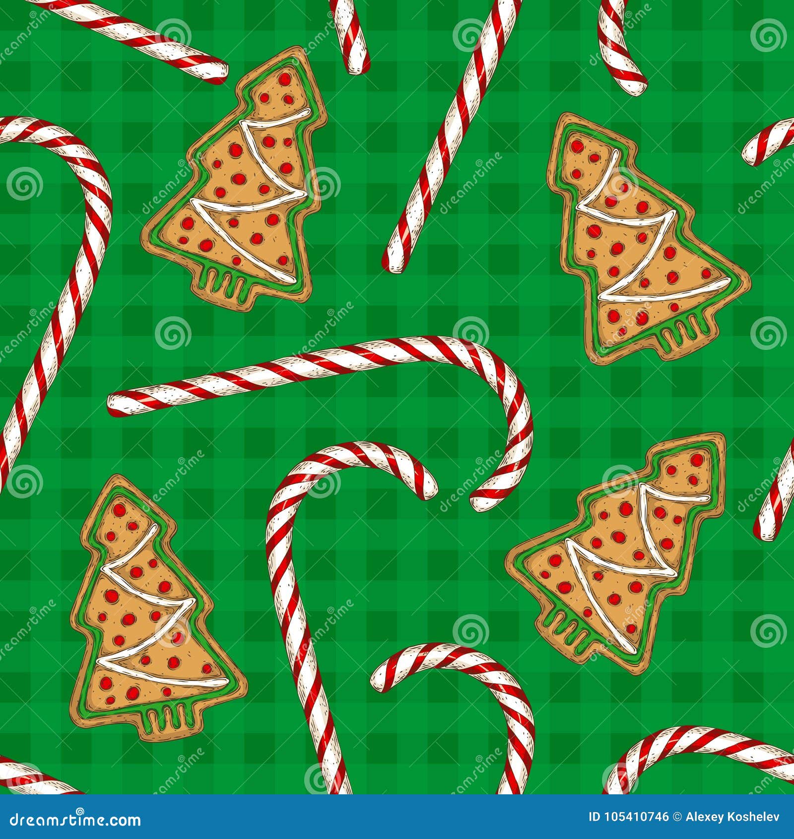 Seamless Pattern. Candy Cane and Gingerbread Stock Illustration ...