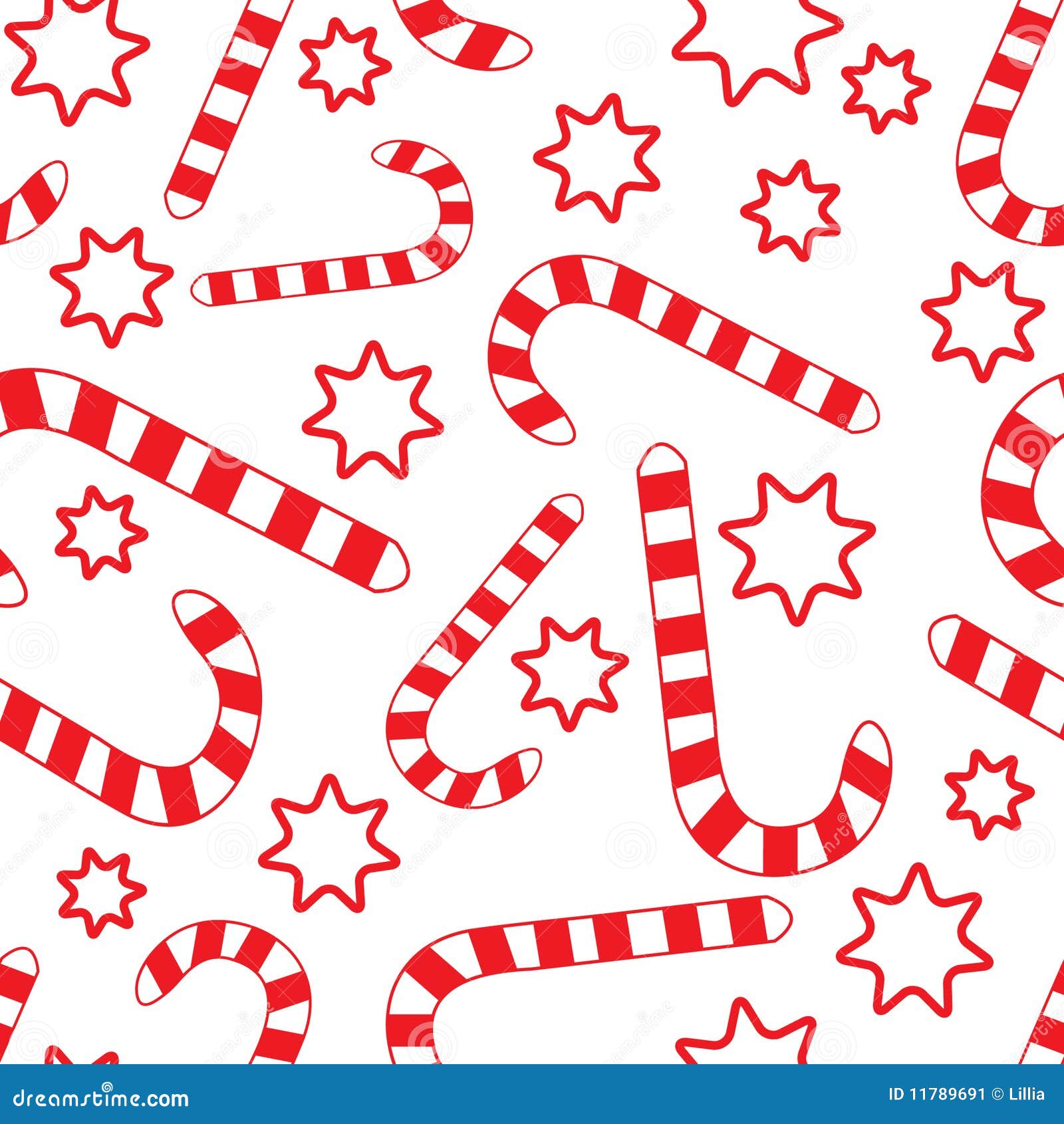 Seamless Pattern with Candy Canes and Stars Stock Vector - Illustration ...