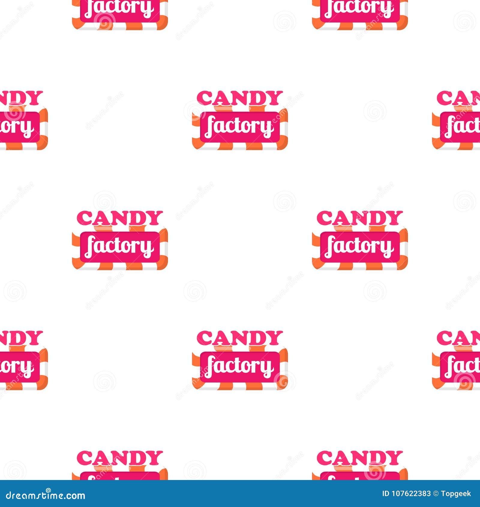 Seamless Pattern with Candy Factory Logo. Vector Stock Vector ...