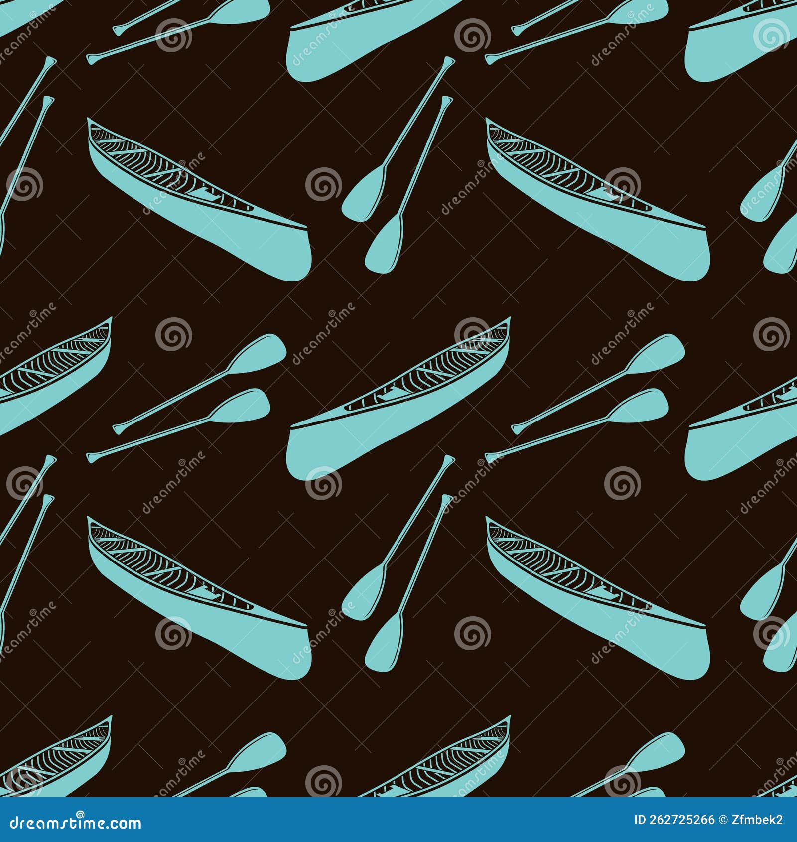 Seamless Pattern with Canoe and Paddles. Vector Stock Vector ...