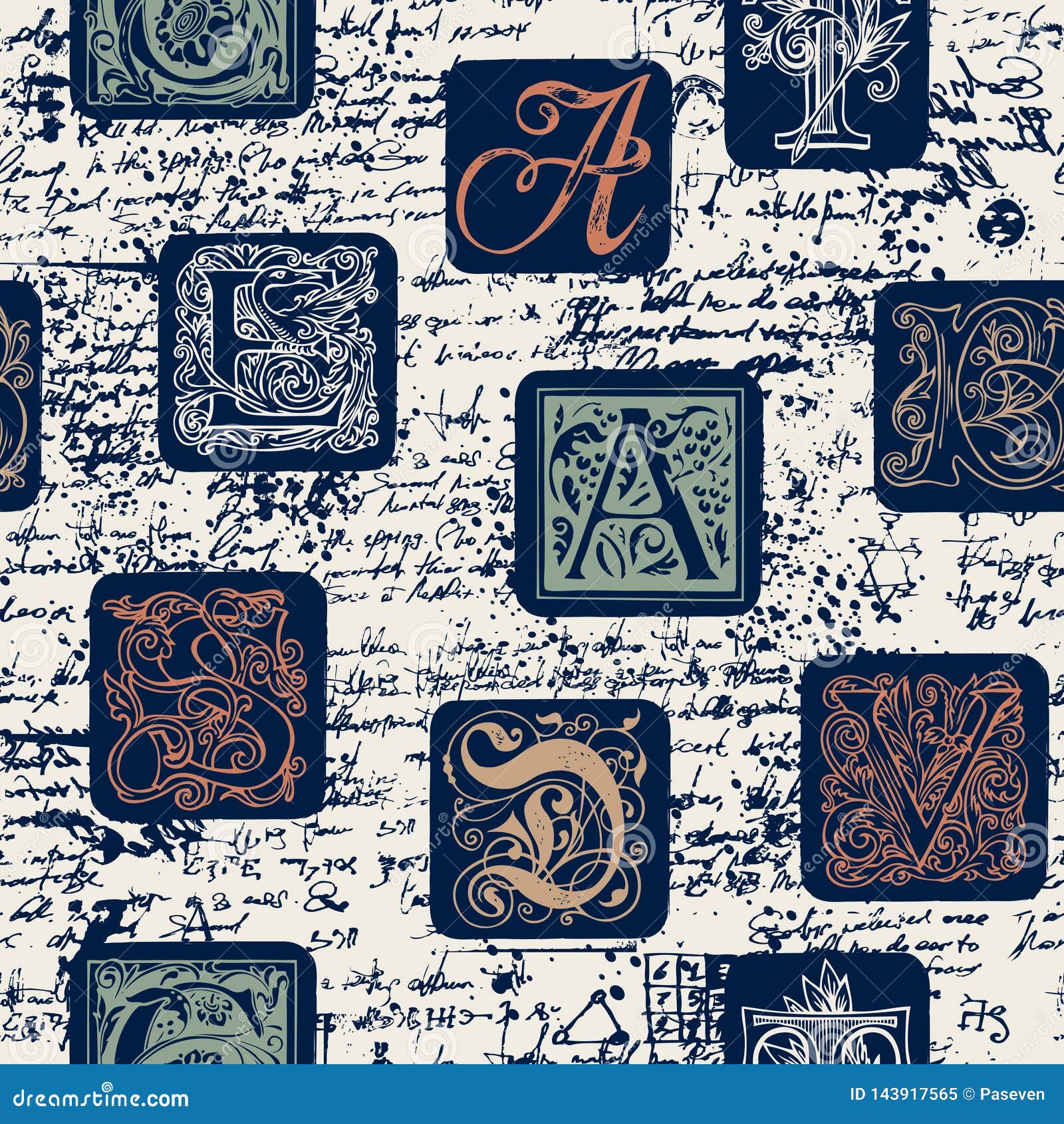 Seamless Pattern with Capital and Initial Letters Stock Vector ...