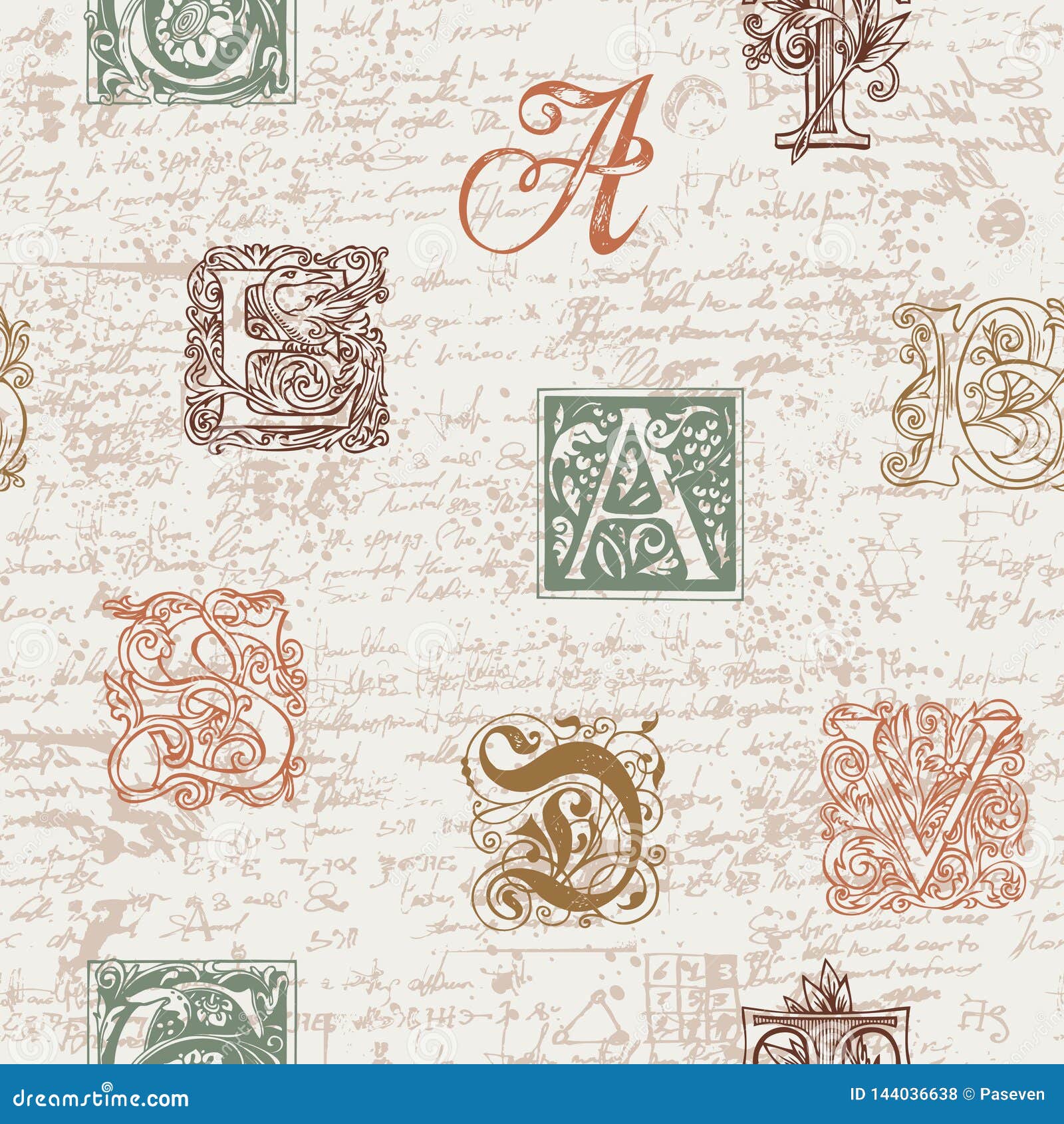Seamless Pattern with Capital and Initial Letters Stock Vector ...