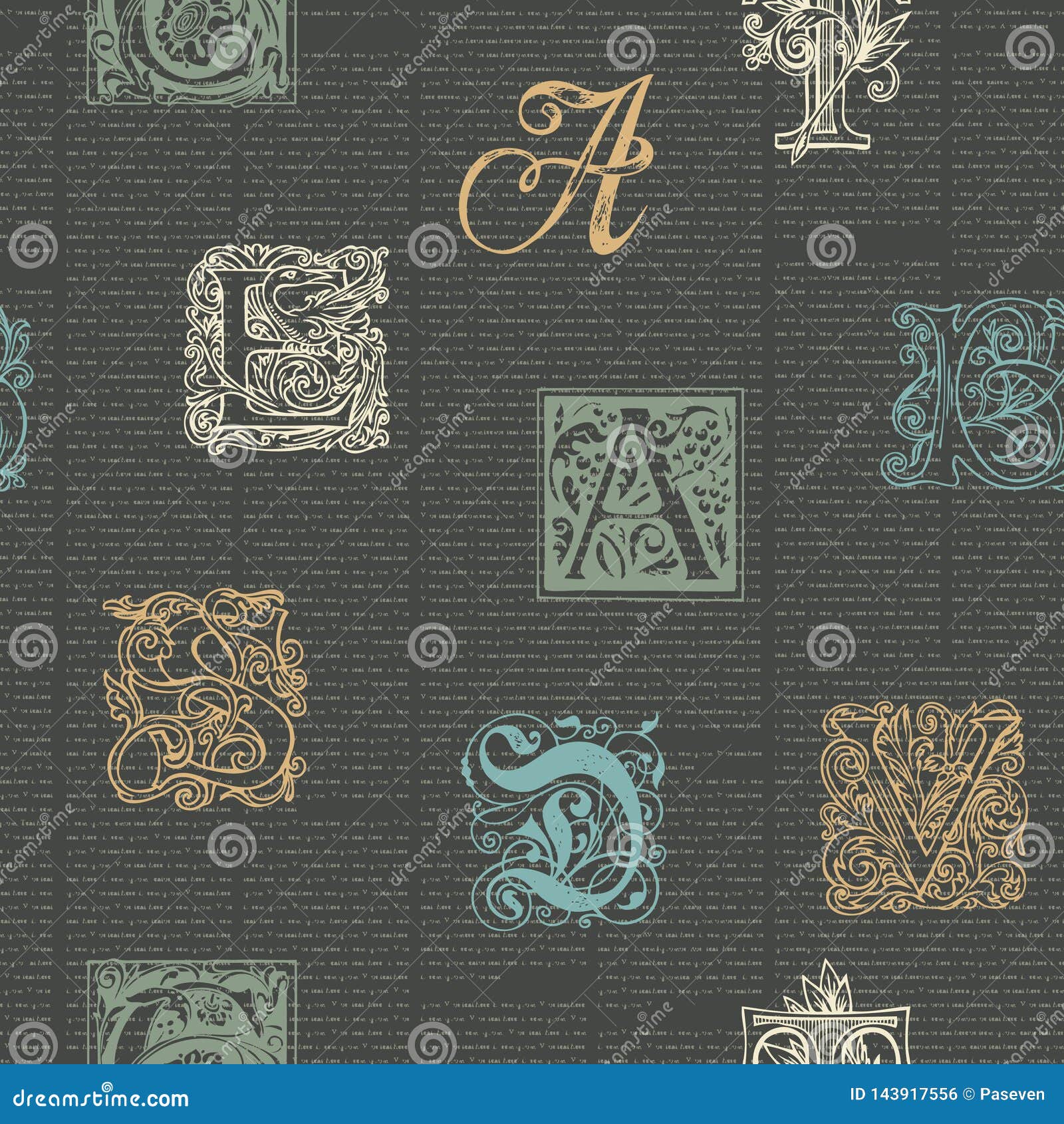 Seamless Pattern with Capital and Initial Letters Stock Vector ...