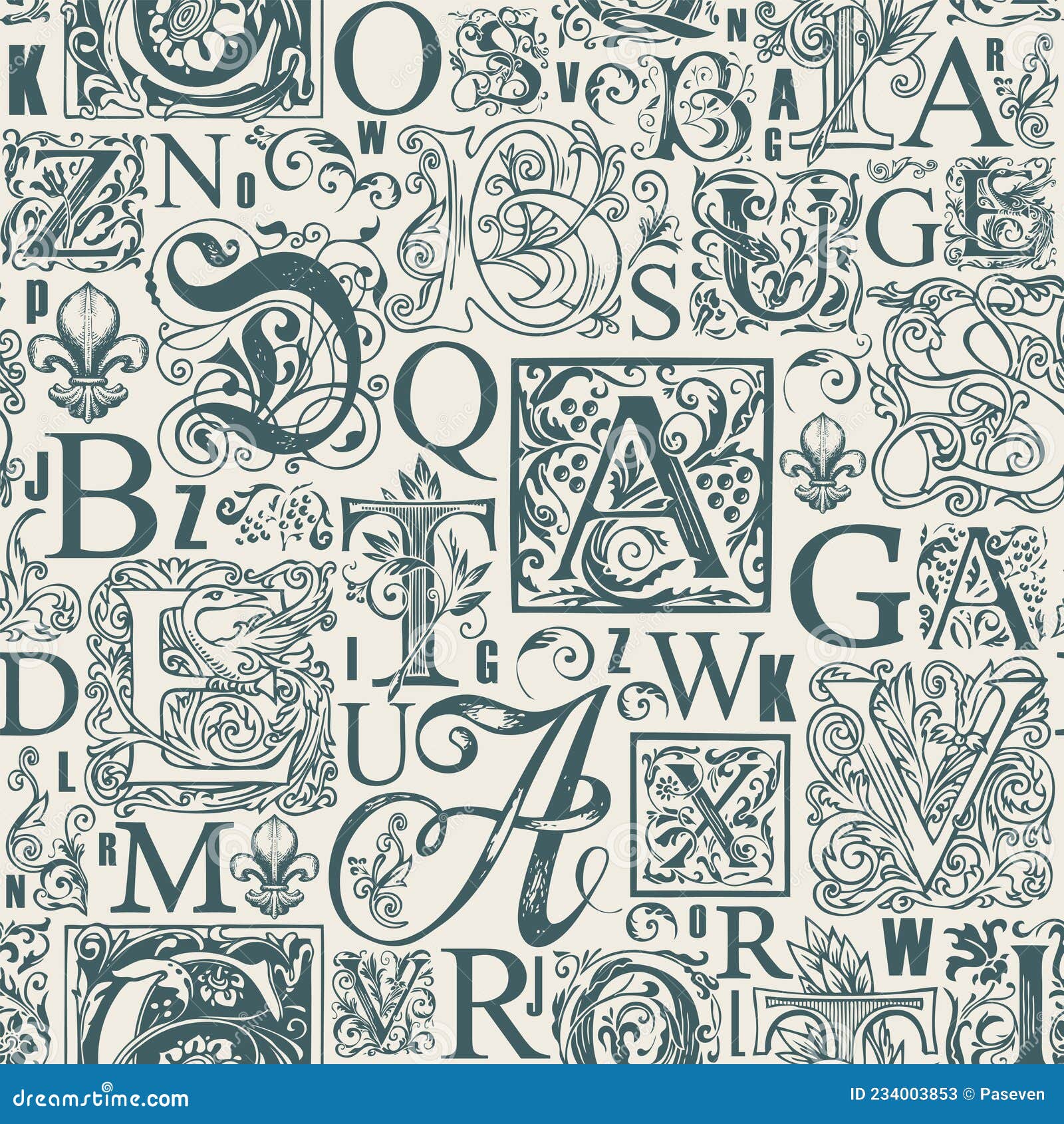 Seamless Pattern with Capital and Initial Letters Stock Vector ...
