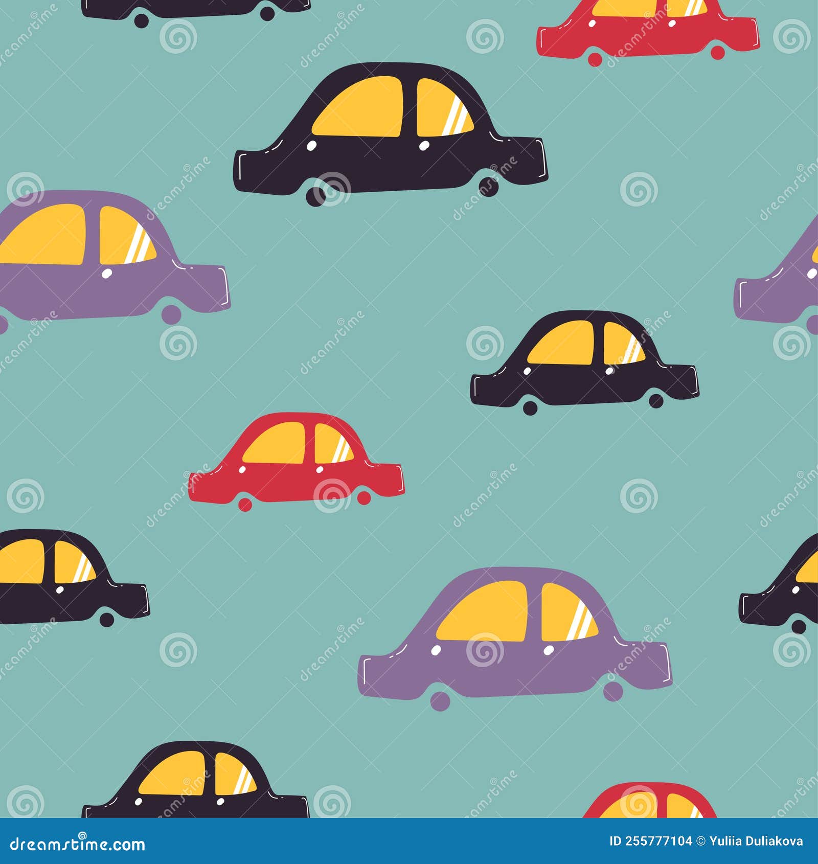 Seamless Pattern Car for Fabric Use and Background. Stock Vector ...