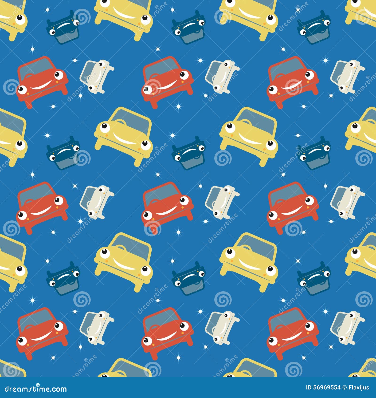 Seamless Pattern, Car Theme Stock Illustration - Illustration of retro ...
