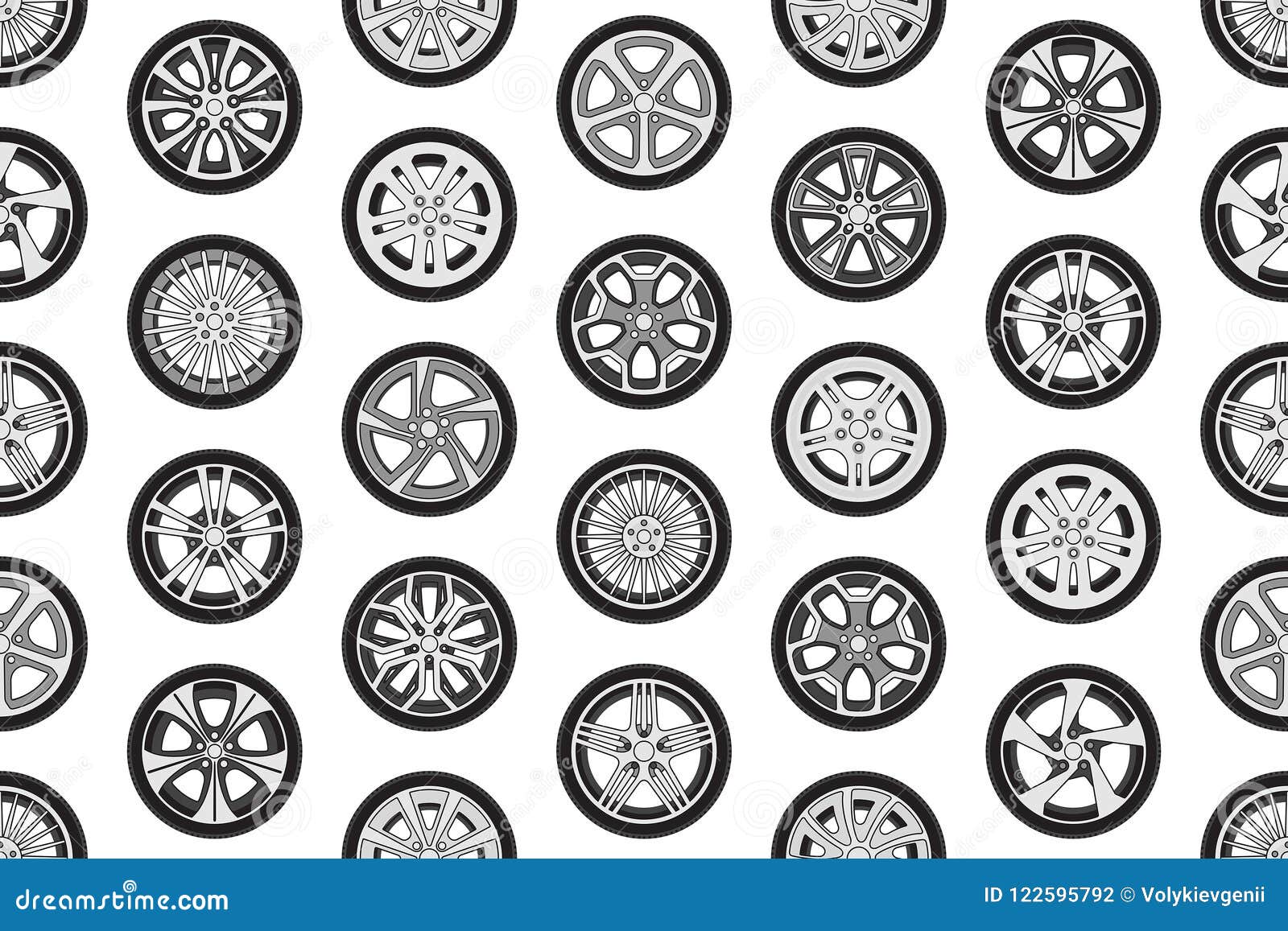 Seamless Pattern with Car Wheels Stock Vector - Illustration of easy ...