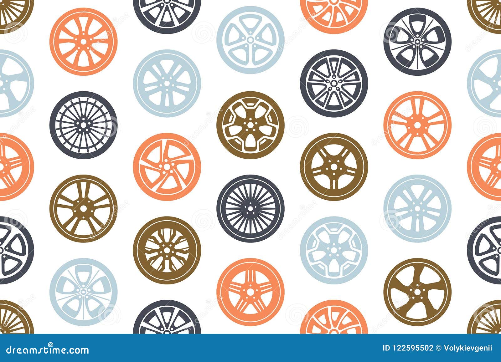 Seamless Pattern with Car Wheels Stock Vector - Illustration of disc ...