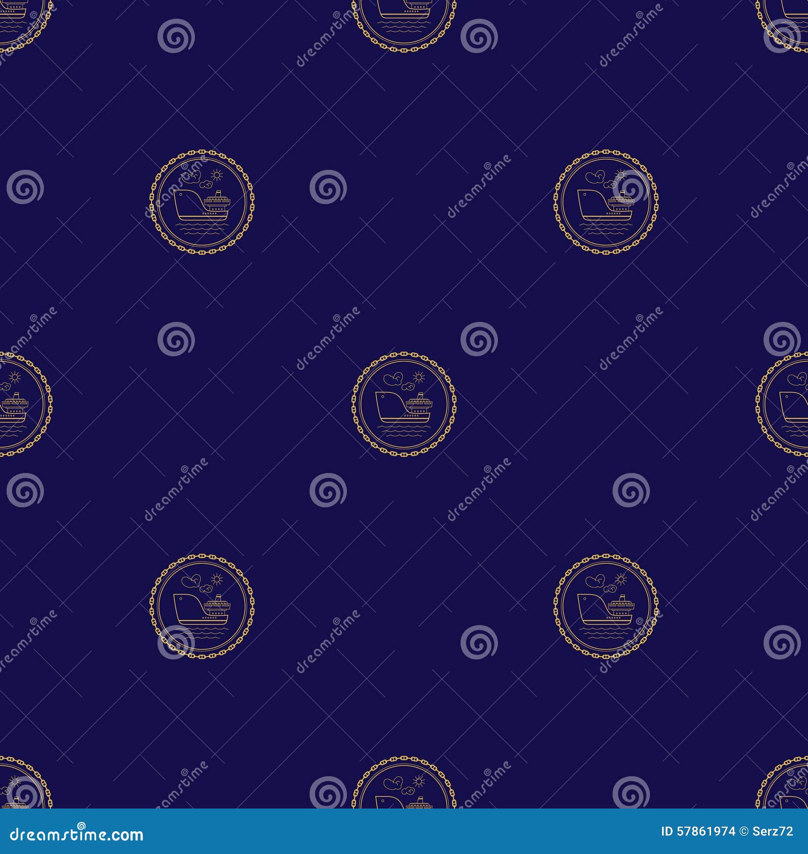 Seamless Pattern with Cargo Ship Stock Vector - Illustration of ...