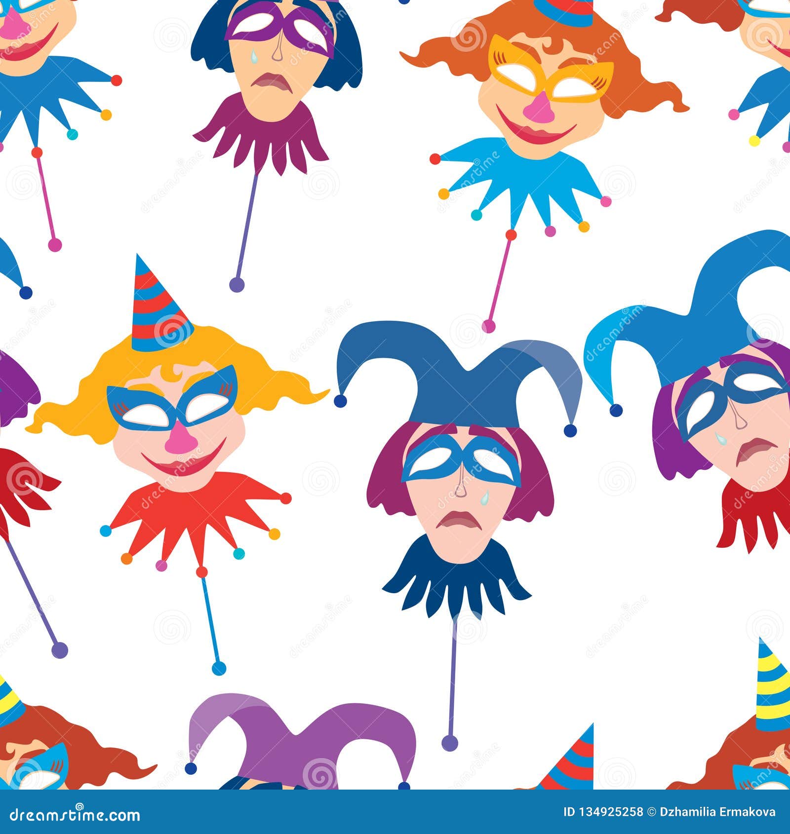 Seamless Pattern of Carnival Masks Stock Vector - Illustration of ...