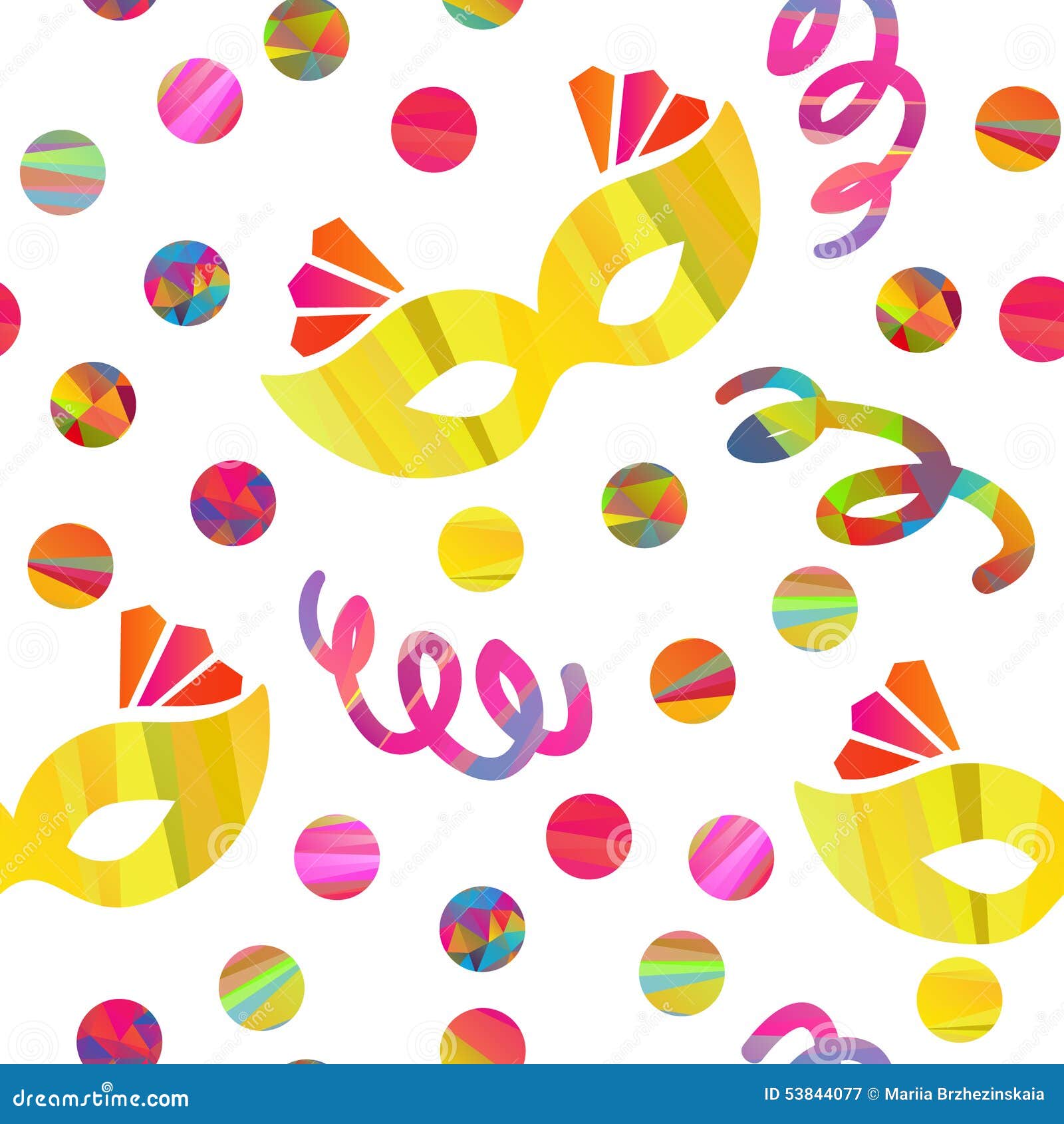 Seamless Pattern with Carnival Masks Stock Vector - Illustration of ...