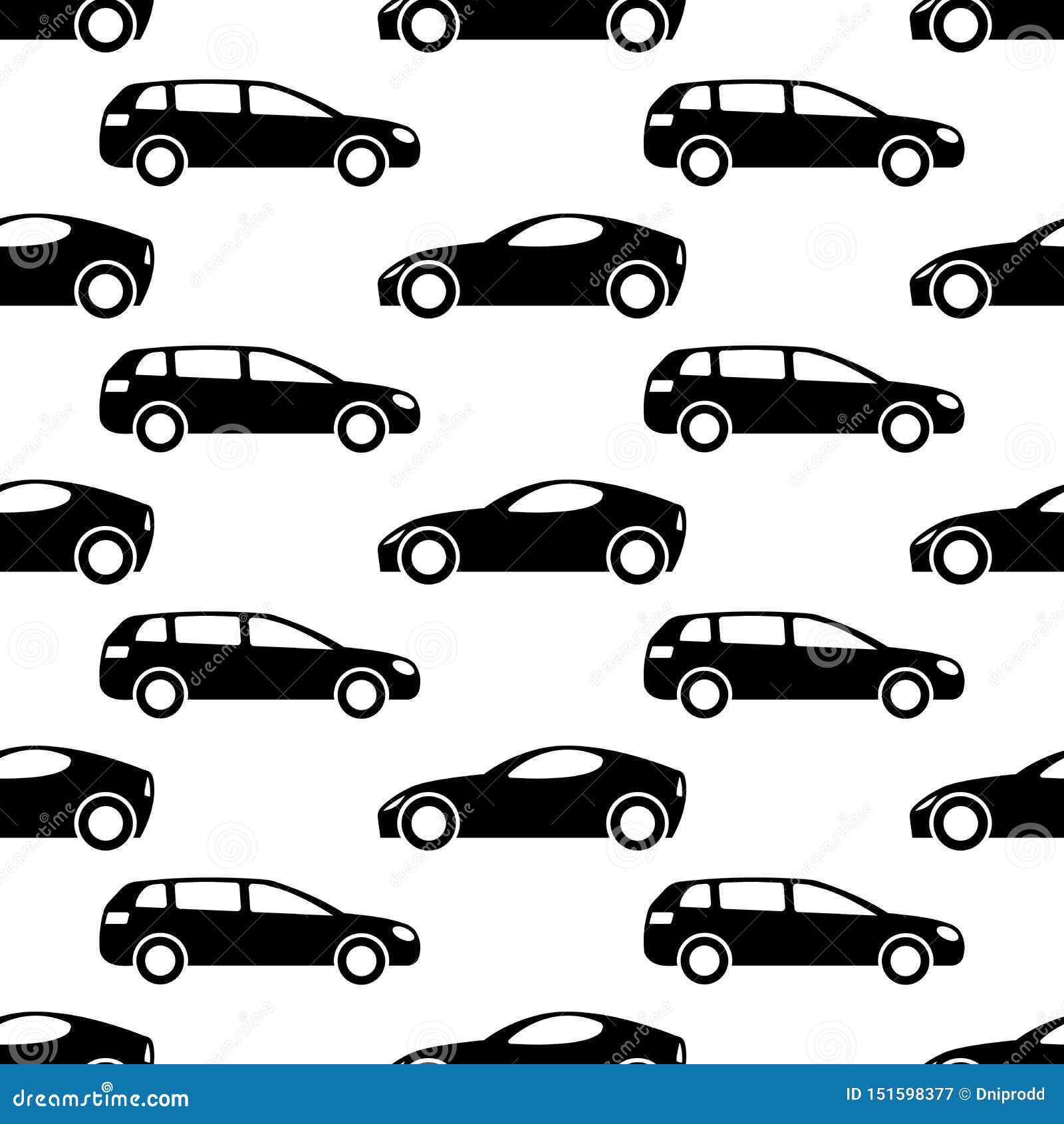 Seamless pattern with cars stock vector. Illustration of motor - 151598377