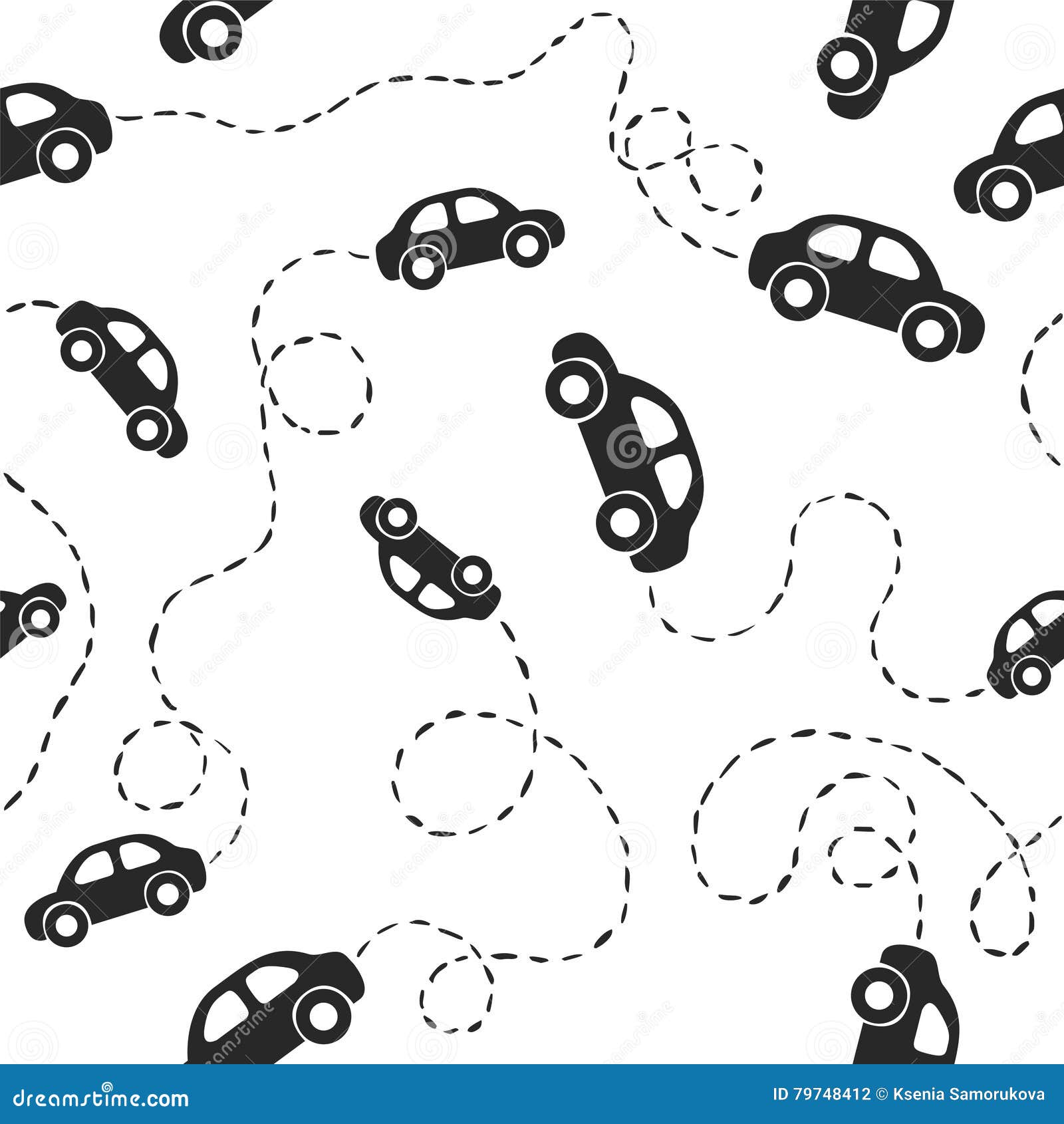 Seamless Pattern - Cars. Black on White Stock Vector - Illustration of ...