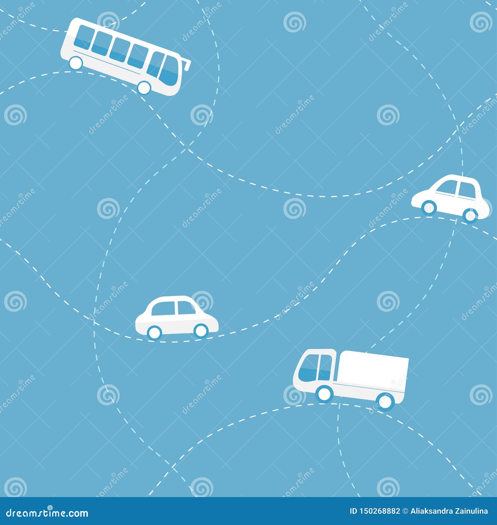Seamless Pattern with Cars, Bus and Truck Stock Vector - Illustration ...