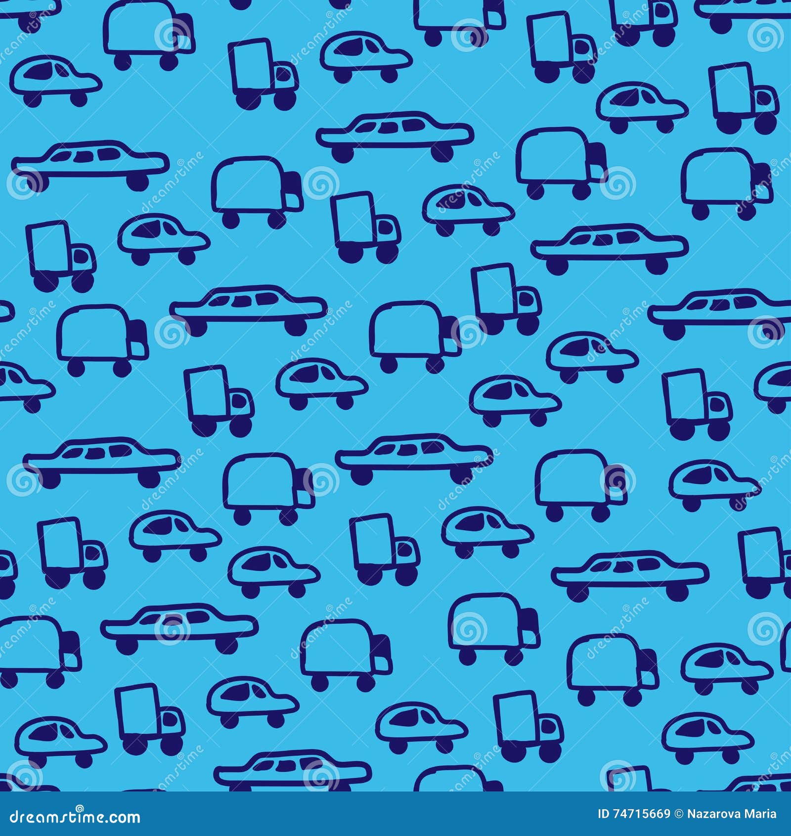 Seamless pattern with cars stock vector. Illustration of drawing - 74715669