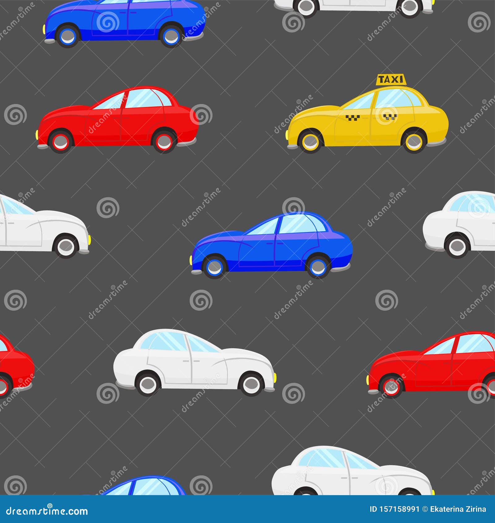 Seamless Pattern with Cars of Different Color. Vector Graphics Stock ...