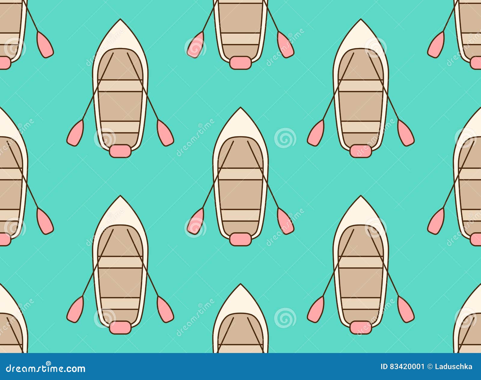 Seamless Pattern of Cartoon Boats Top View Stock Vector - Illustration ...