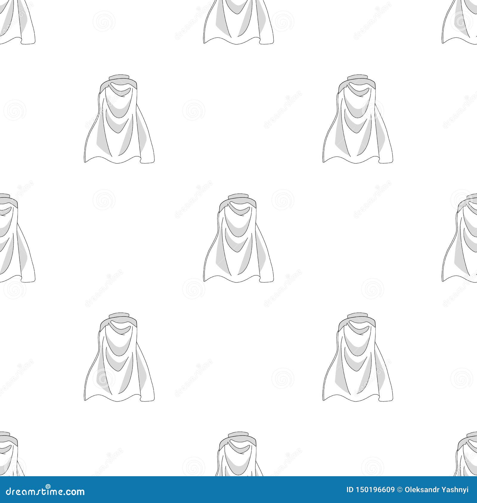 Seamless Pattern with Cartoon Cloak on White Background. White Cape ...