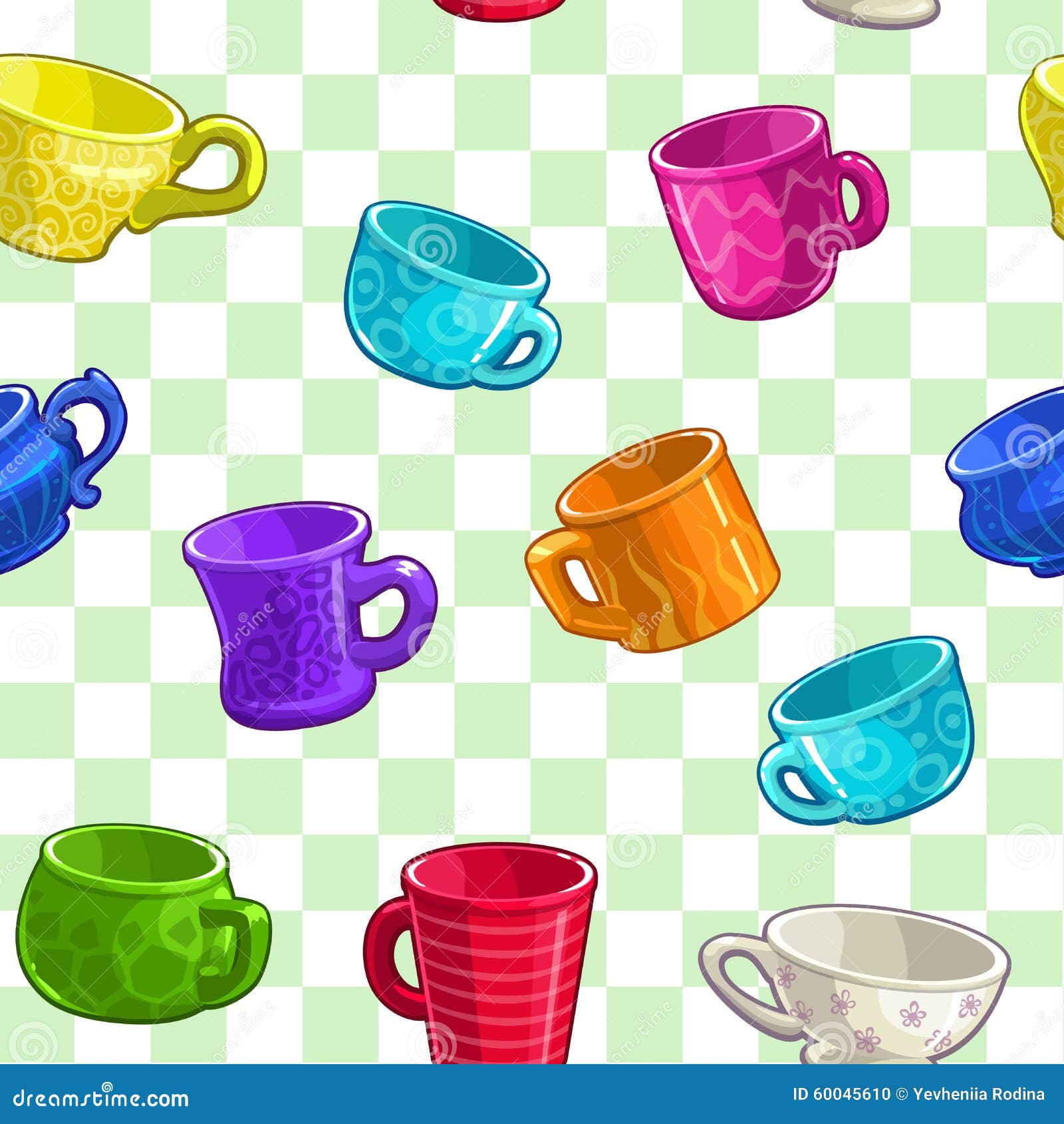 Seamless Pattern with Cartoon Colorful Cups Stock Illustration ...