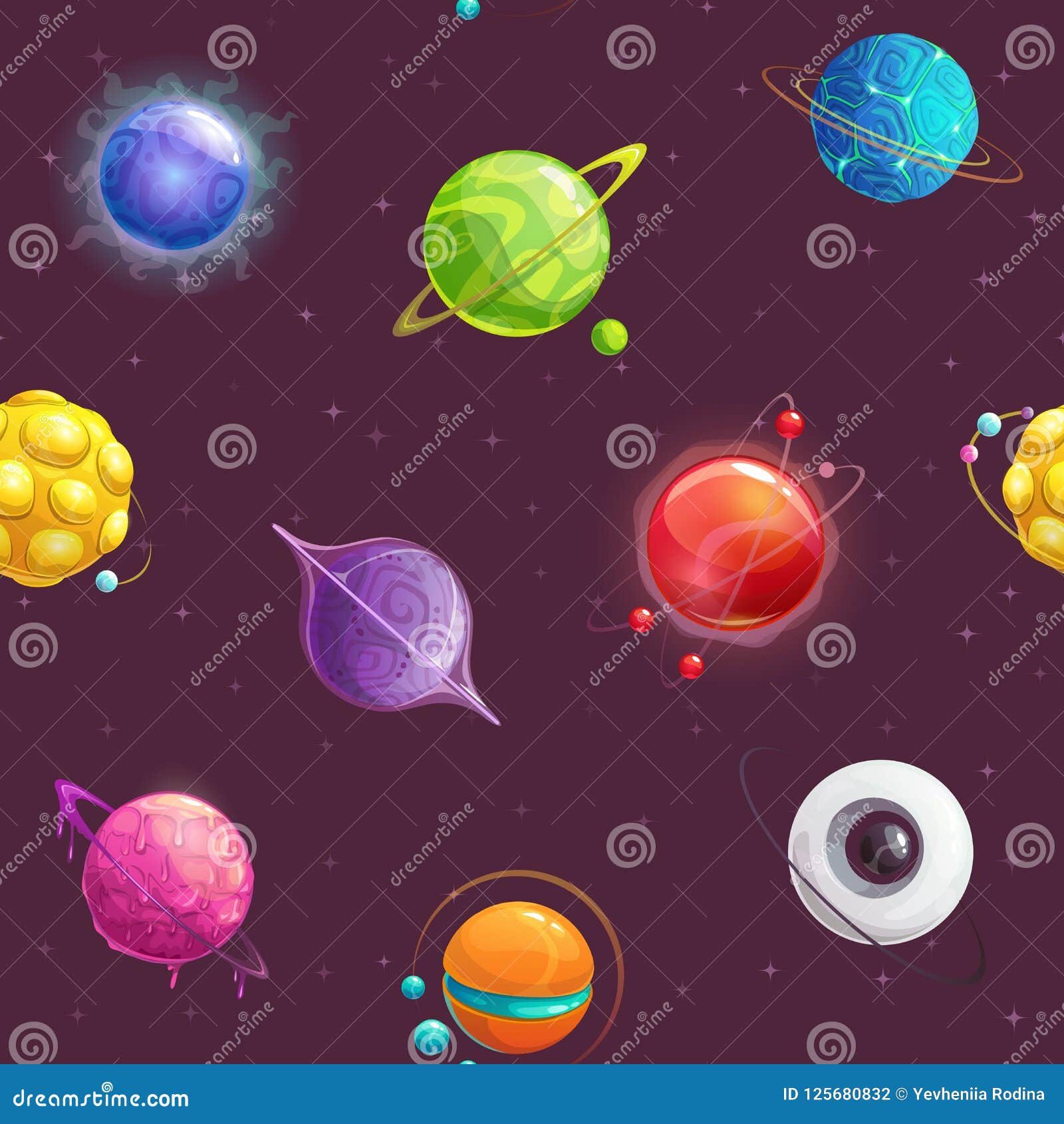 Seamless Pattern with Cartoon Colorful Fantasy Planets. Stock Vector ... Seamless Pattern with Cartoon Colorful Fantasy Planets. Stock Vector ...