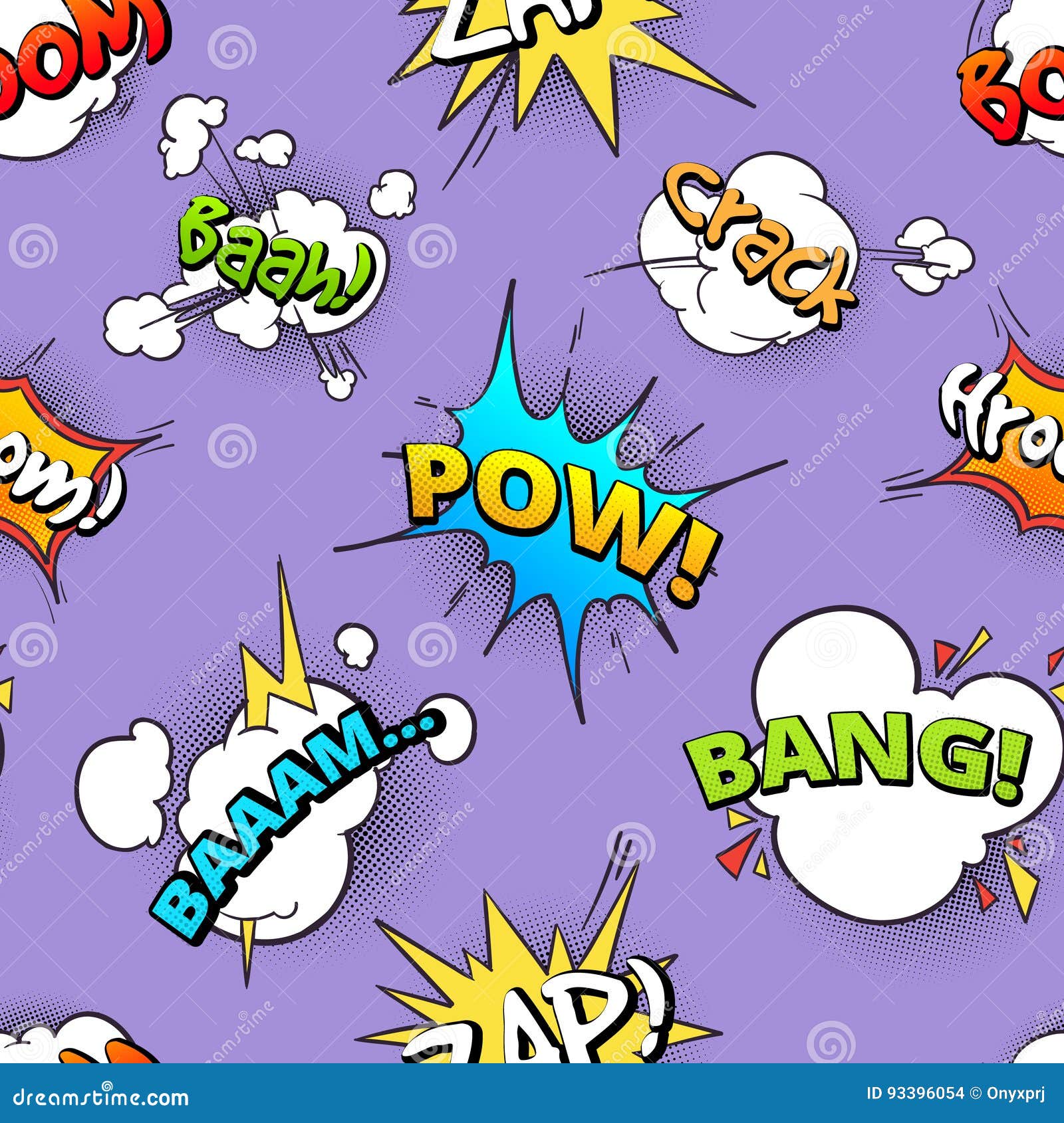 Seamless Pattern of Cartoon Comic Speech Bubbles with Different Sounds ...