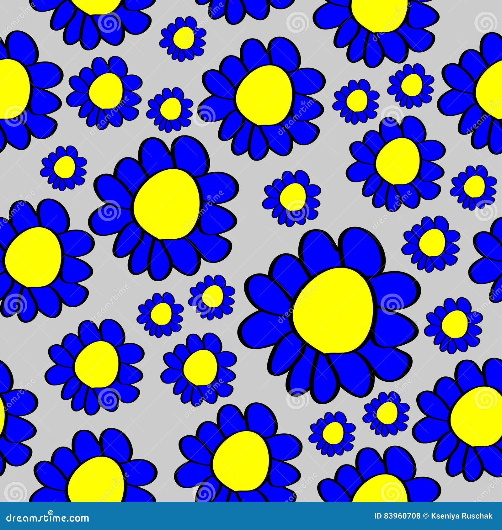 Seamless Pattern Cartoon Cornflower Stock Vector - Illustration of ...