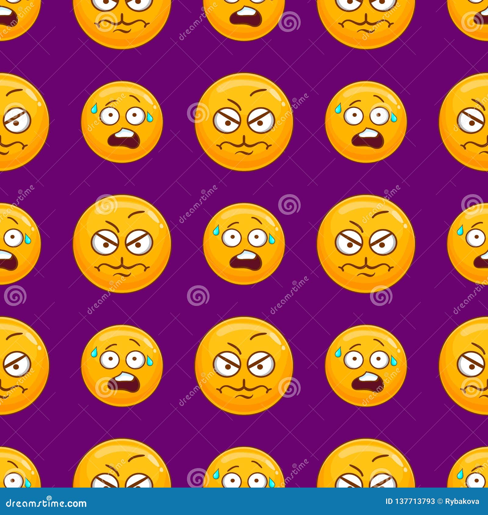 Seamless Pattern with Cartoon Cute Smiley Face Stock Vector ...