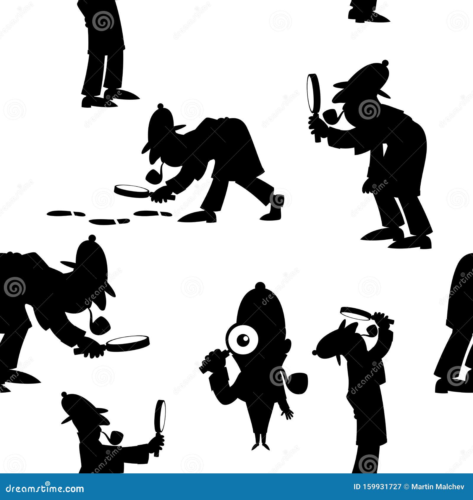 Detective Silhouettes Pattern Stock Vector - Illustration of pattern ...