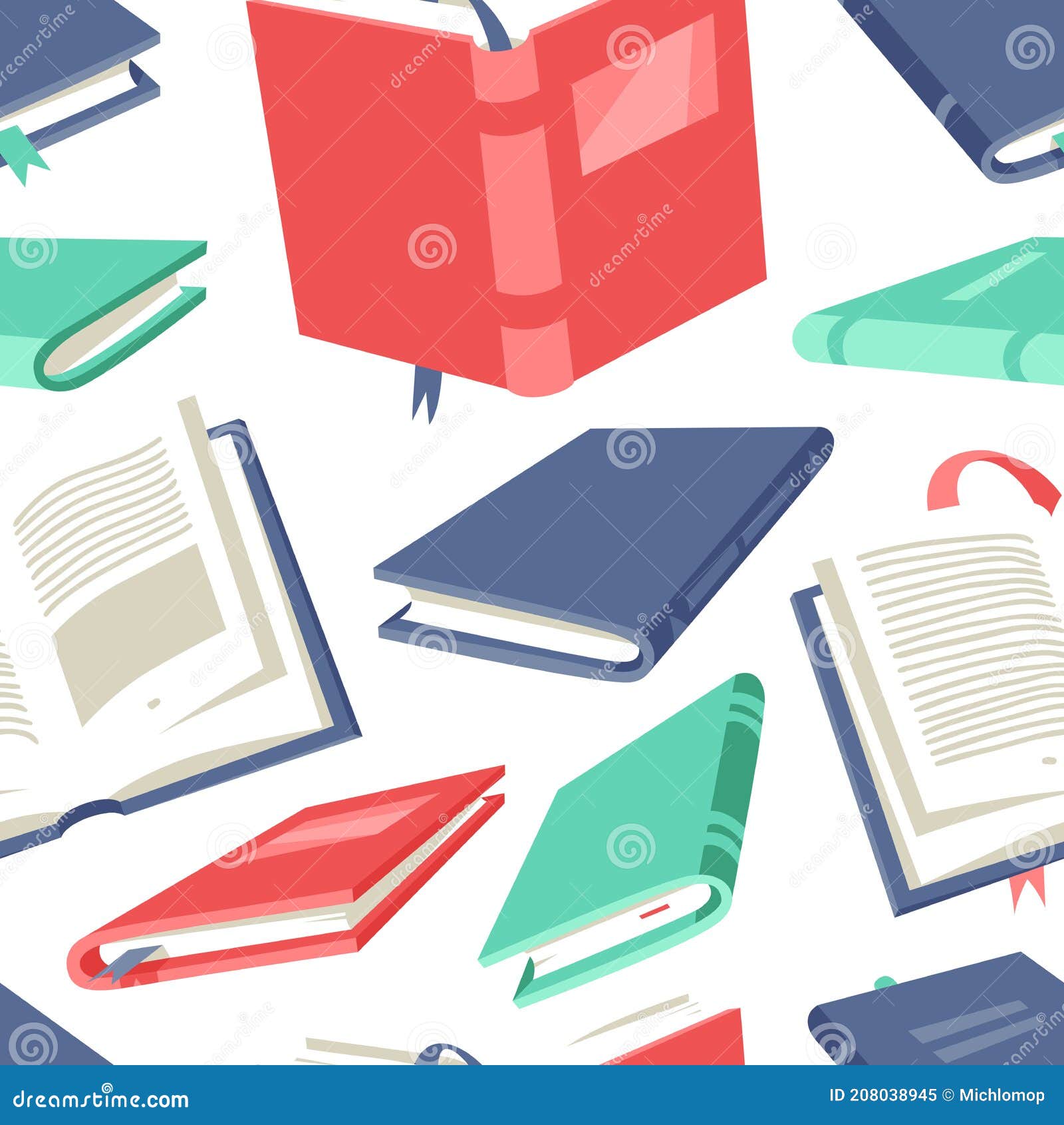 Seamless Pattern with Cartoon Drawing Book for Student. Hand Drawn ...