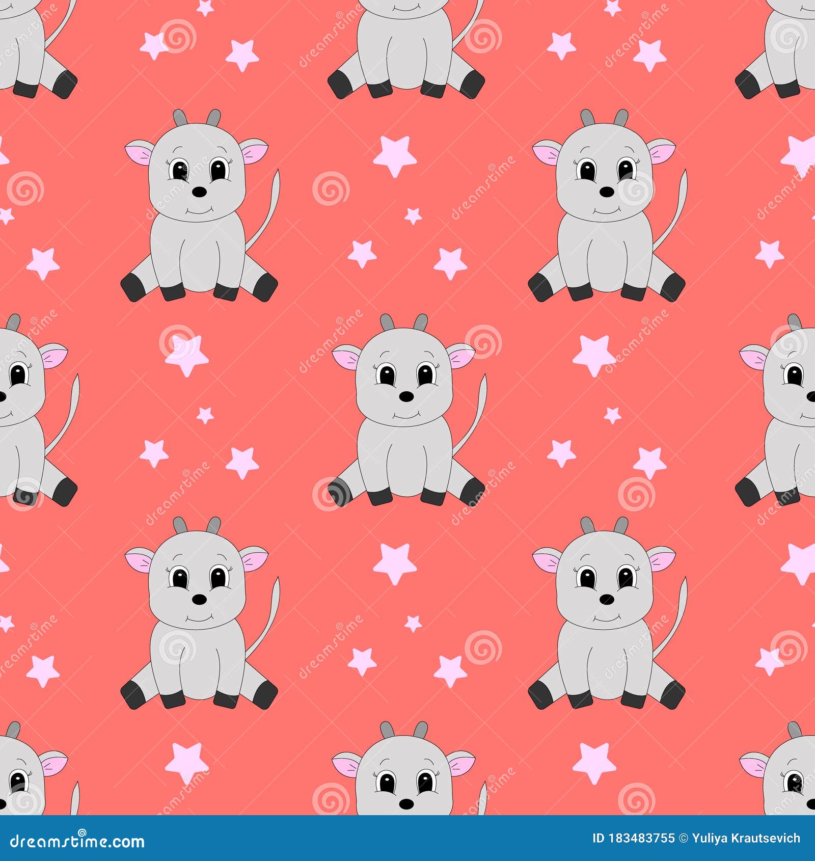 Seamless Pattern with Cartoon Goat. Vector Illustration Stock Vector ...
