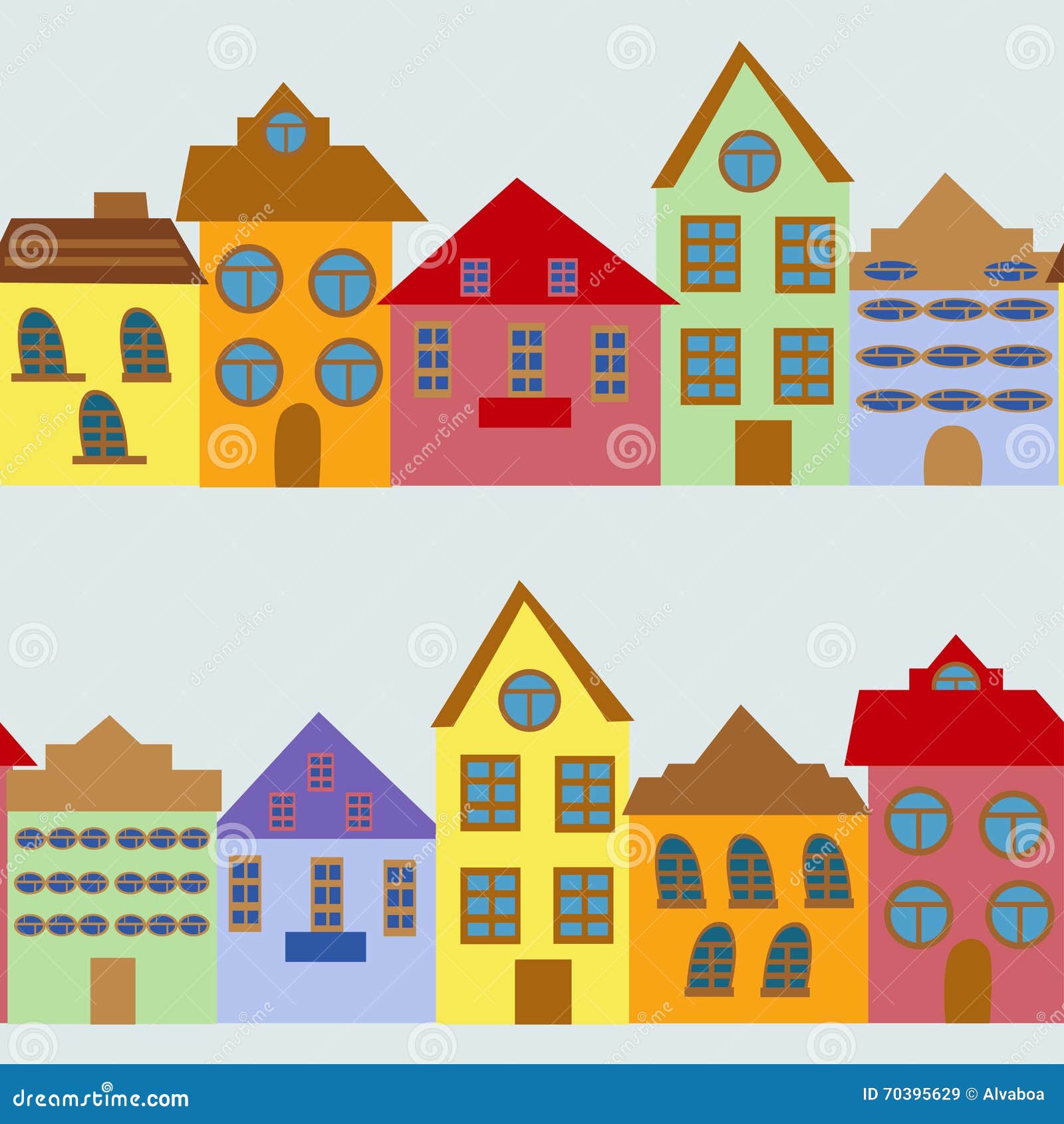 Cartoon Houses Pattern Vector Illustration | CartoonDealer.com #72773778
