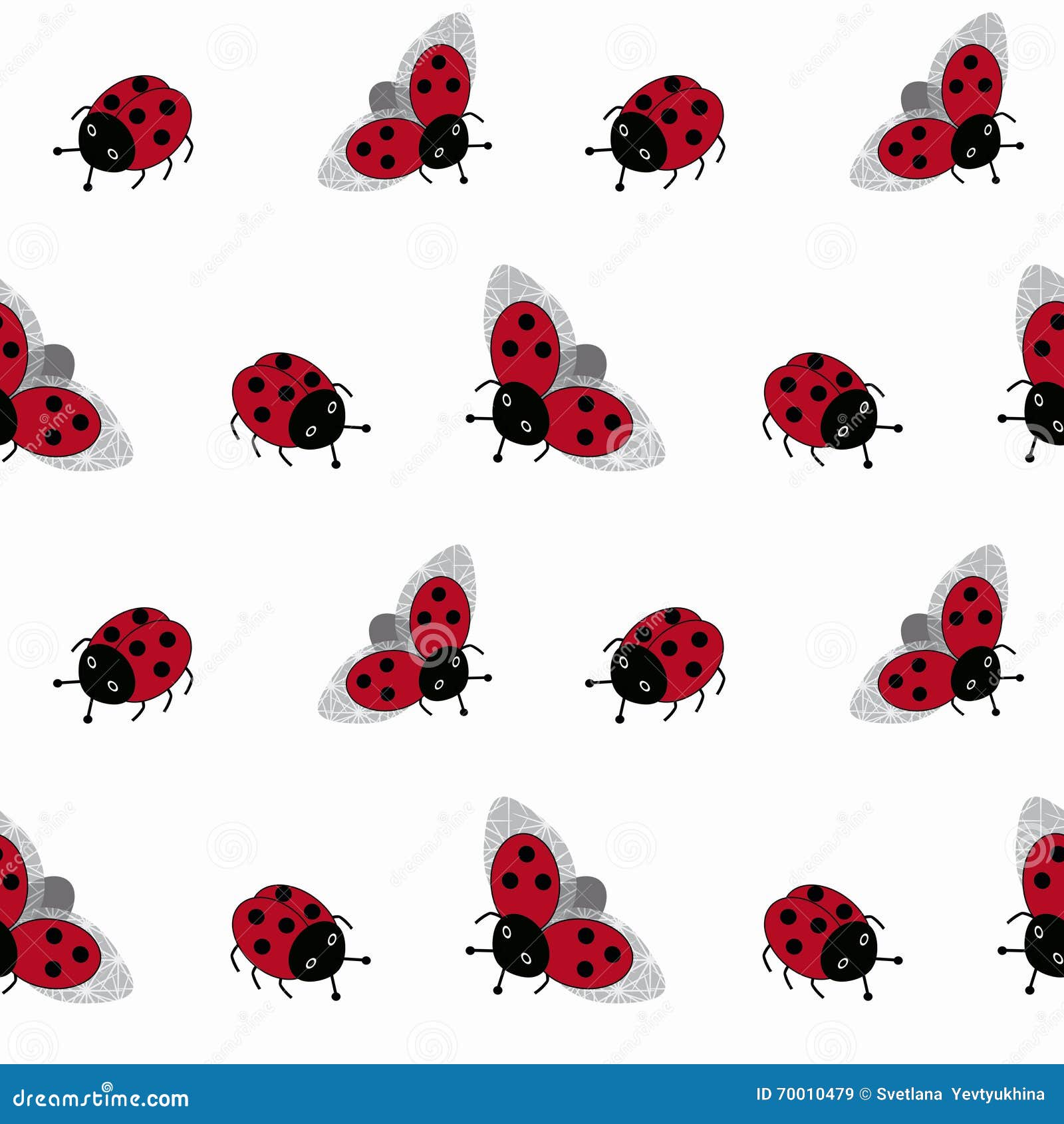 Cartoon Ladybugs. Insect Pattern, Forest Wildlife. Beetles Background ...