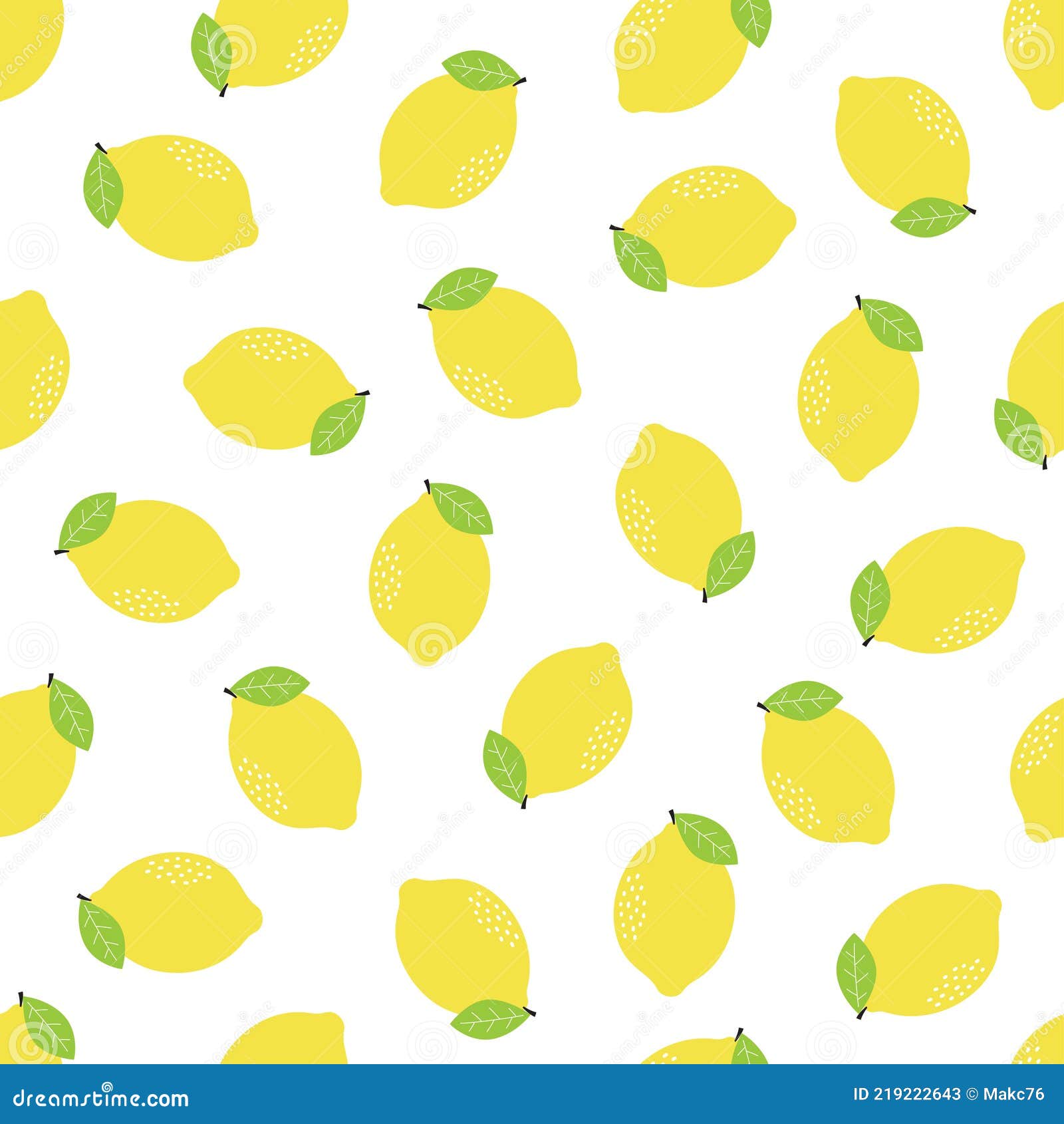 Seamless Pattern of Cartoon Lemons on White Stock Vector - Illustration ...