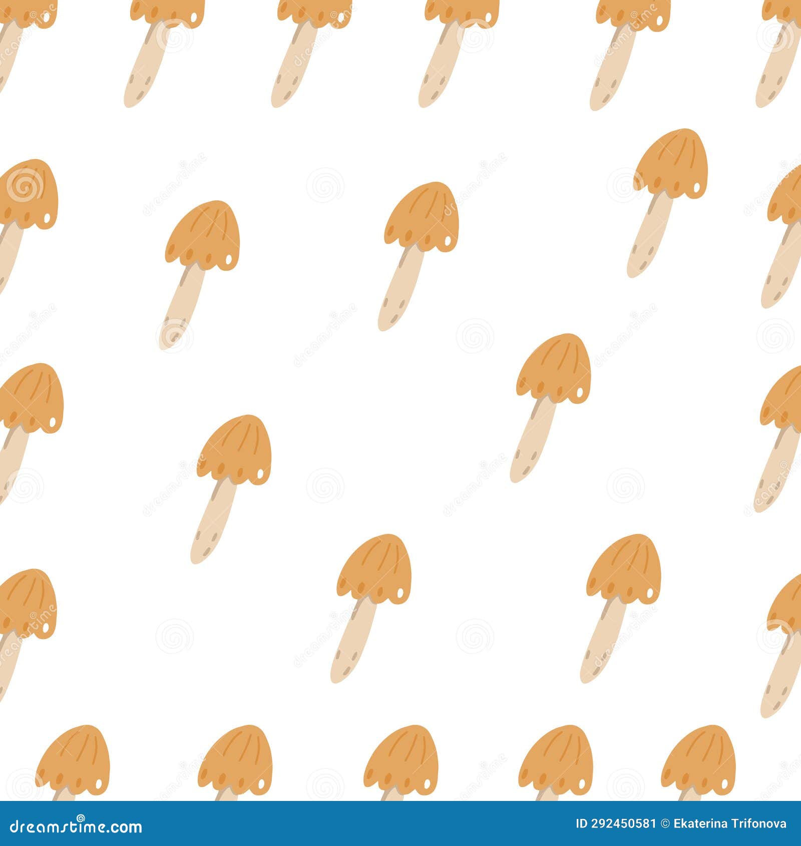 Seamless Pattern with Cartoon Mushrooms on White Background Stock ...