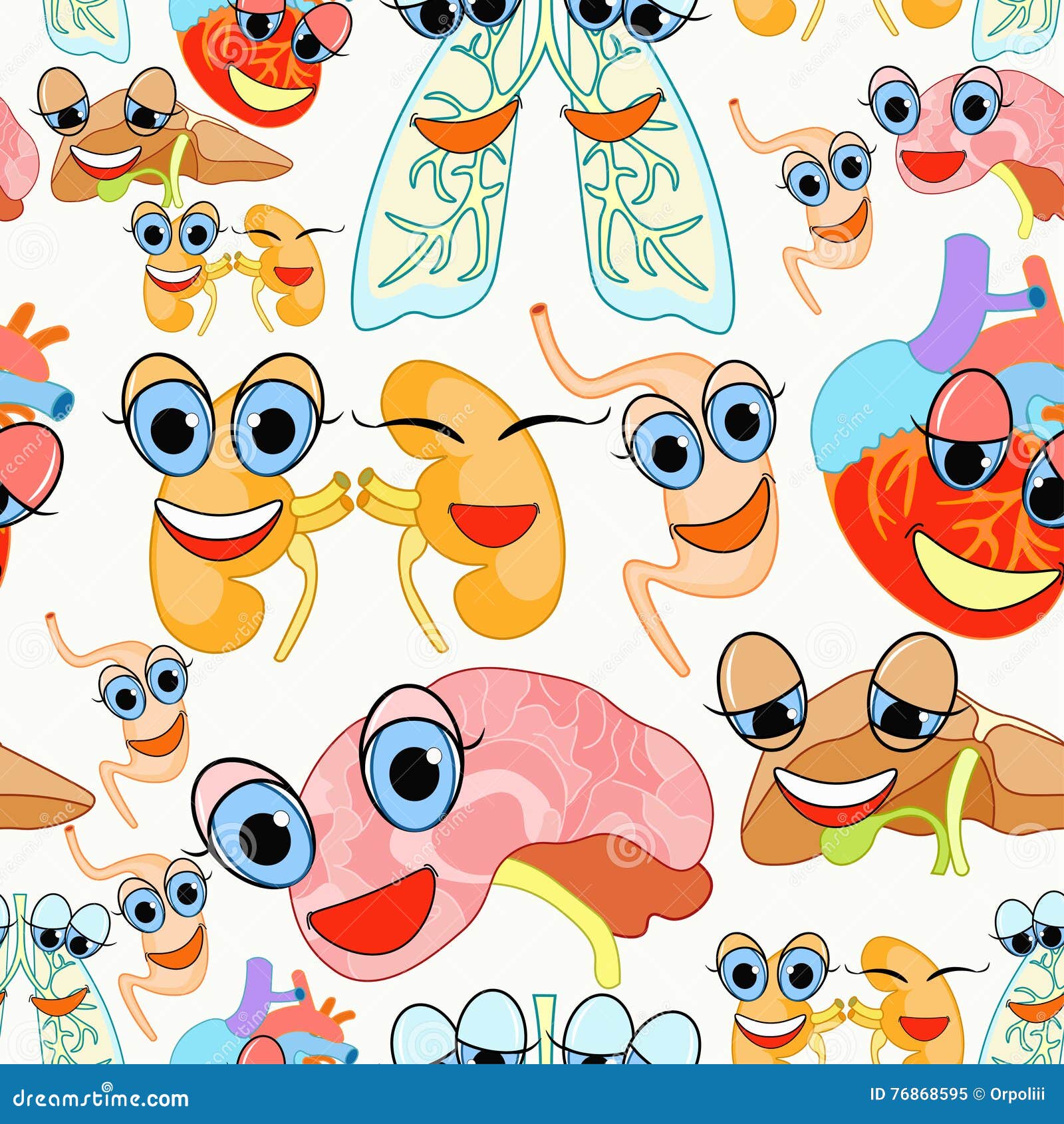 Cartoon Organs Collection Vector Illustration. Animated Inner Human ...