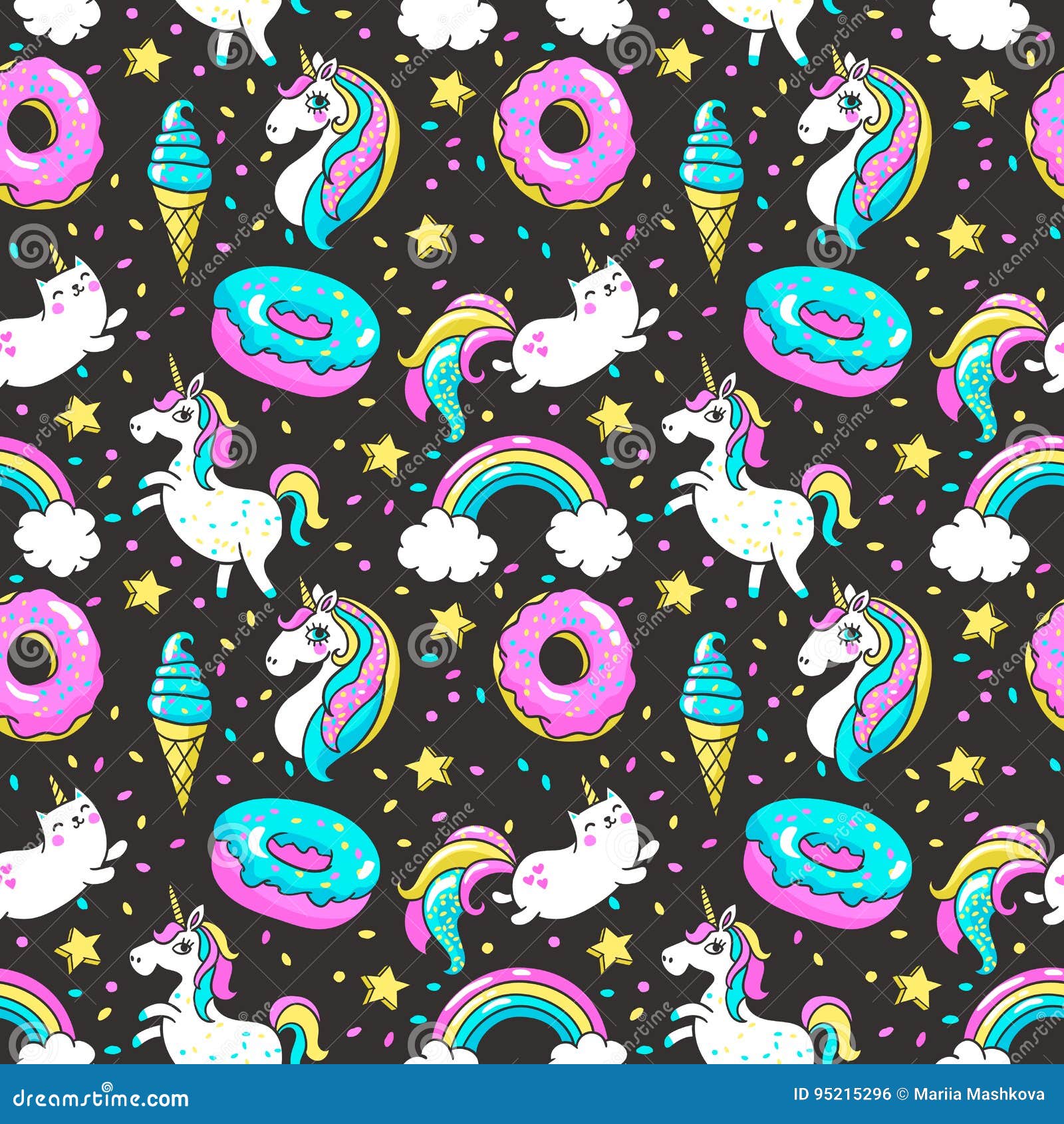 Seamless Pattern in Cartoon 80s-90s Comic Style. Stock Vector ...